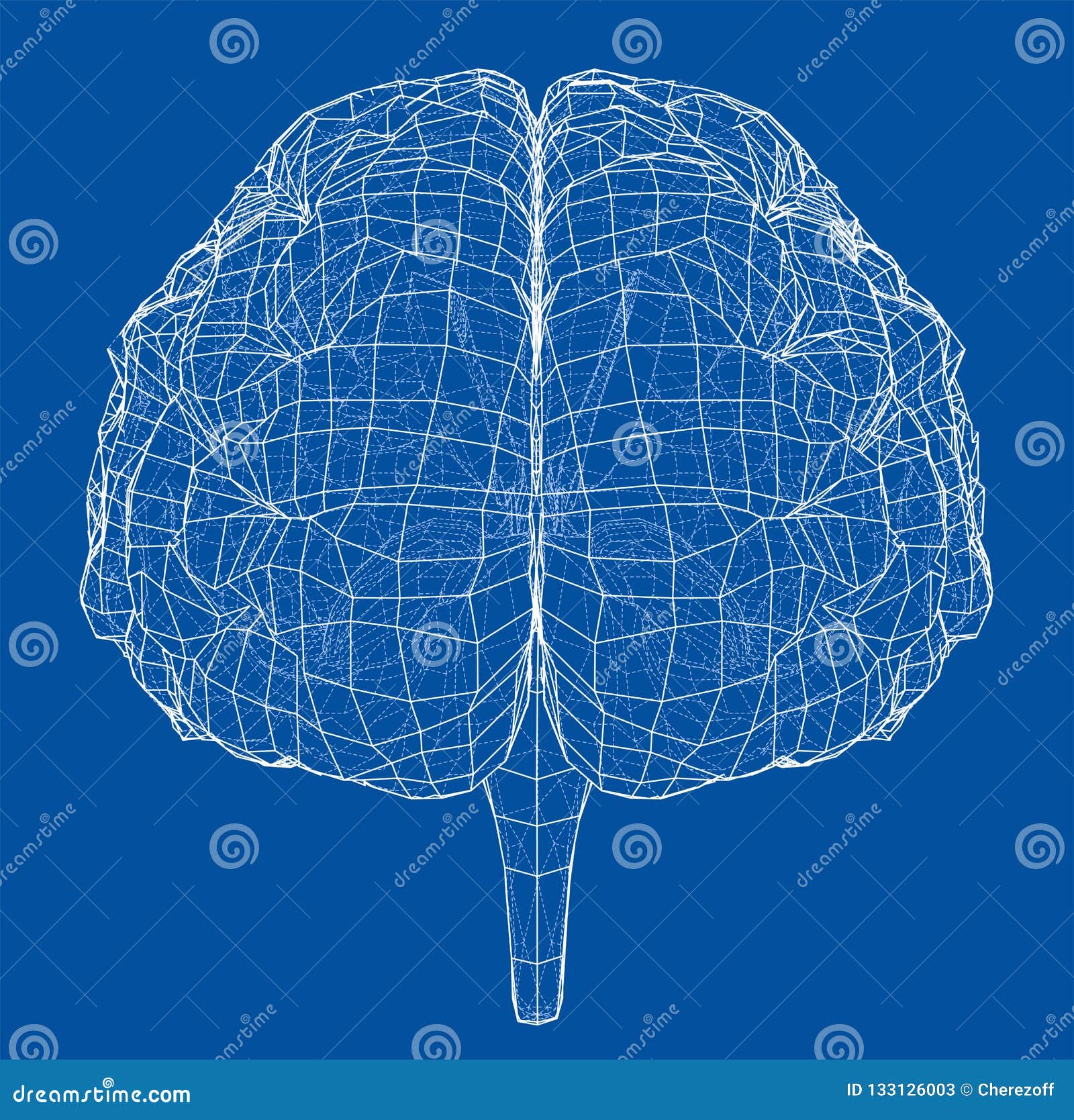 3D outline brain stock illustration. Illustration of isolated - 133126003