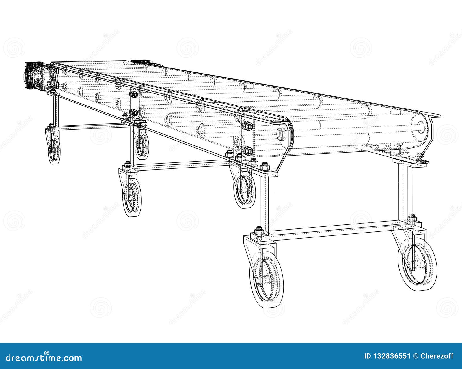 3D Outline Conveyor Belt. Vector Rendering of 3d Stock Vector ...
