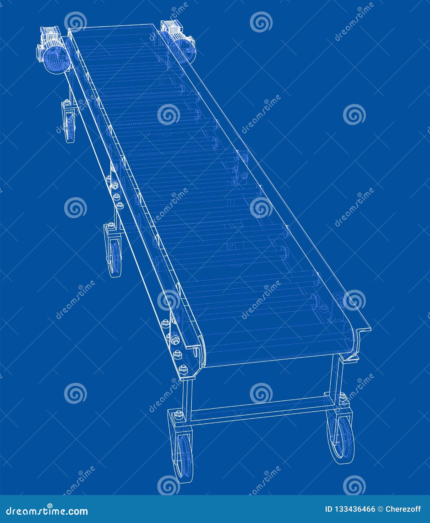 3D Outline Conveyor Belt. Vector Rendering of 3d Stock Vector ...