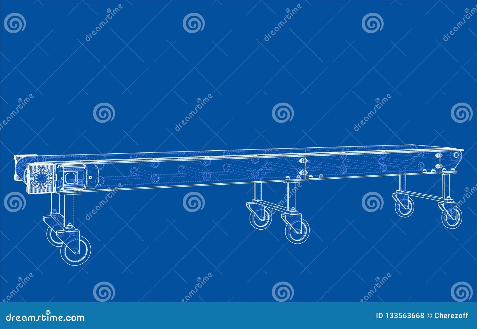 3D Outline Conveyor Belt. Vector Rendering of 3d Stock Vector ...