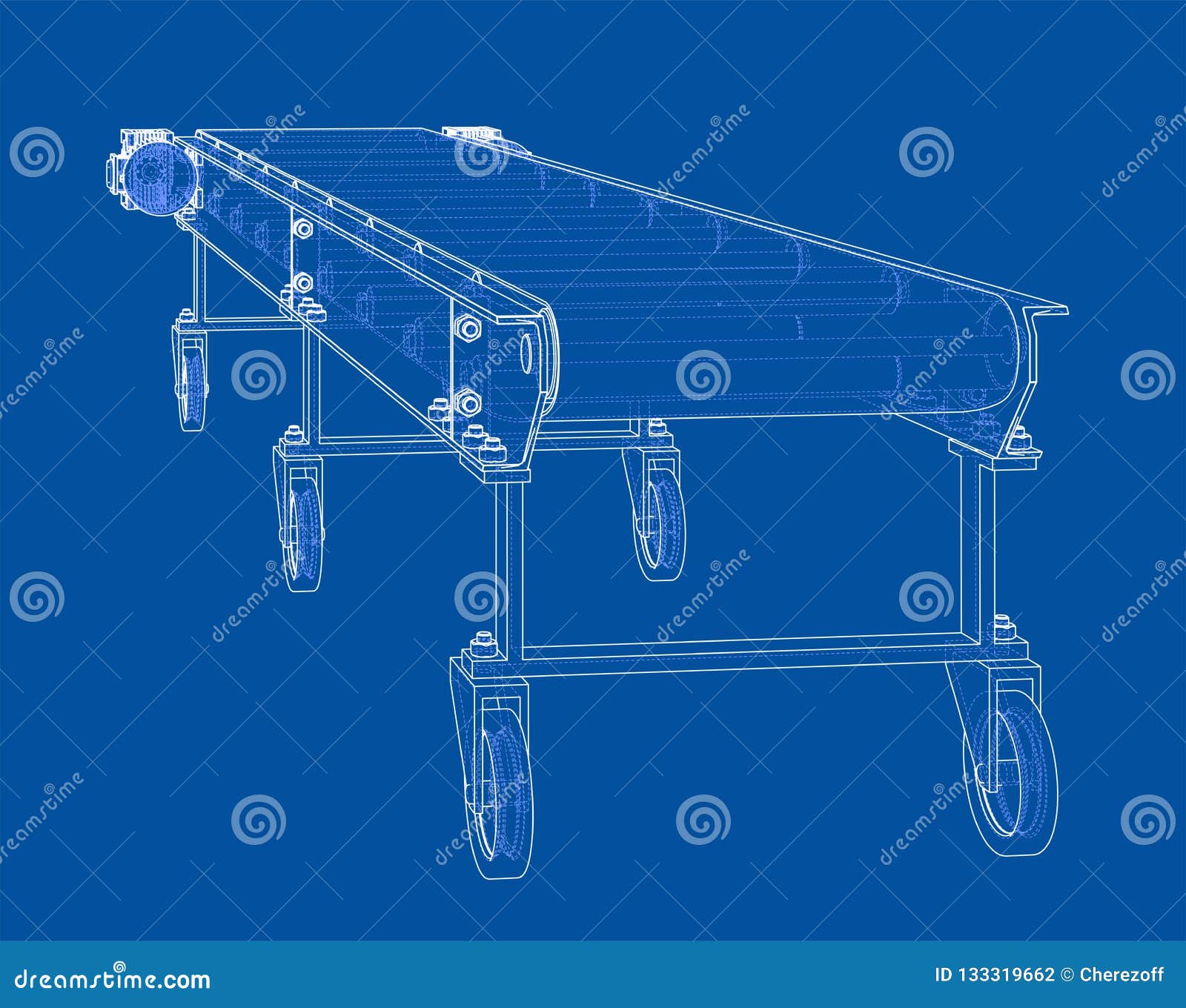 3D Outline Conveyor Belt. Vector Rendering of 3d Stock Vector ...