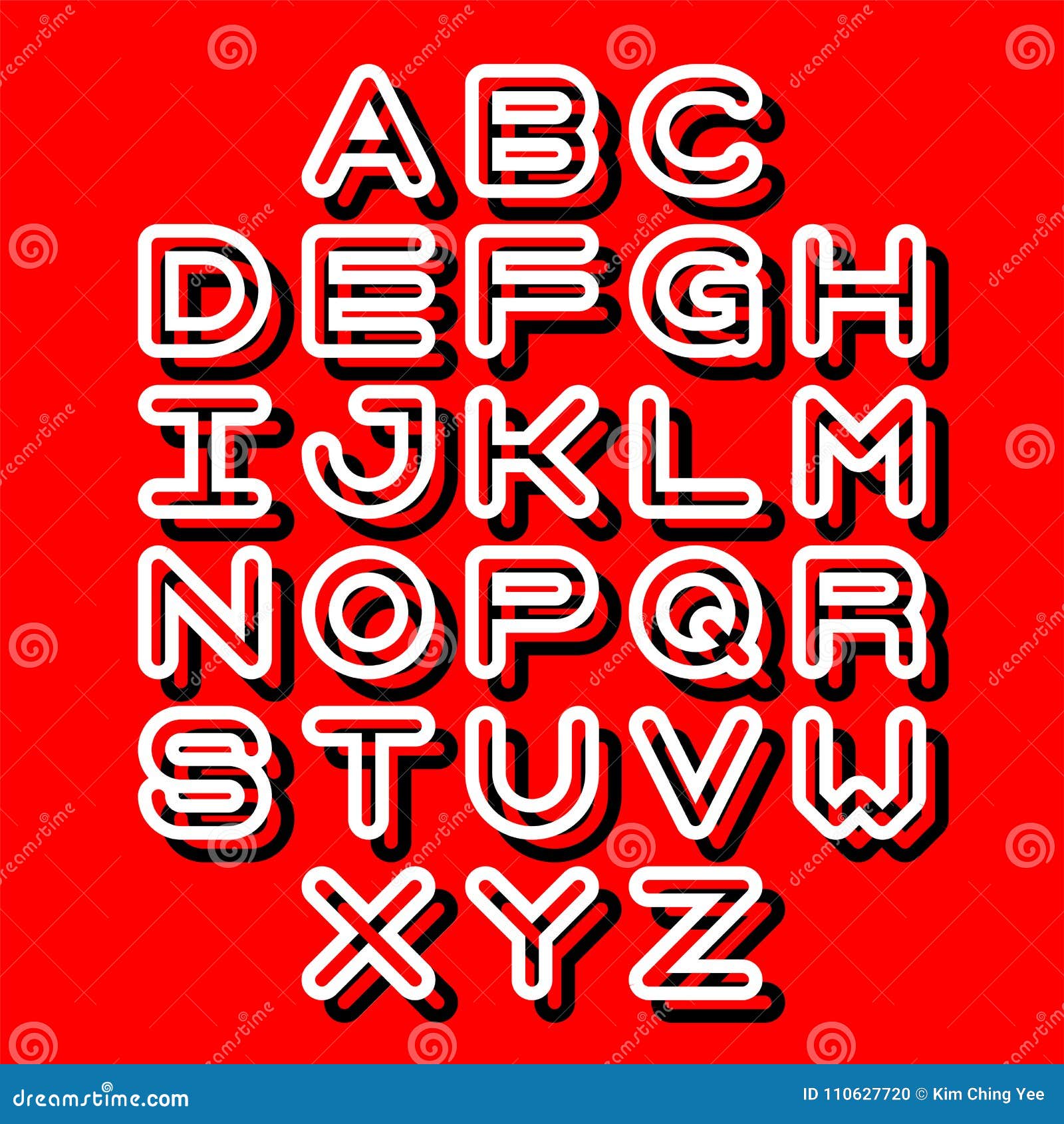 3D Outline Font And Alphabet. Vector Alphabet Letters. | CartoonDealer ...