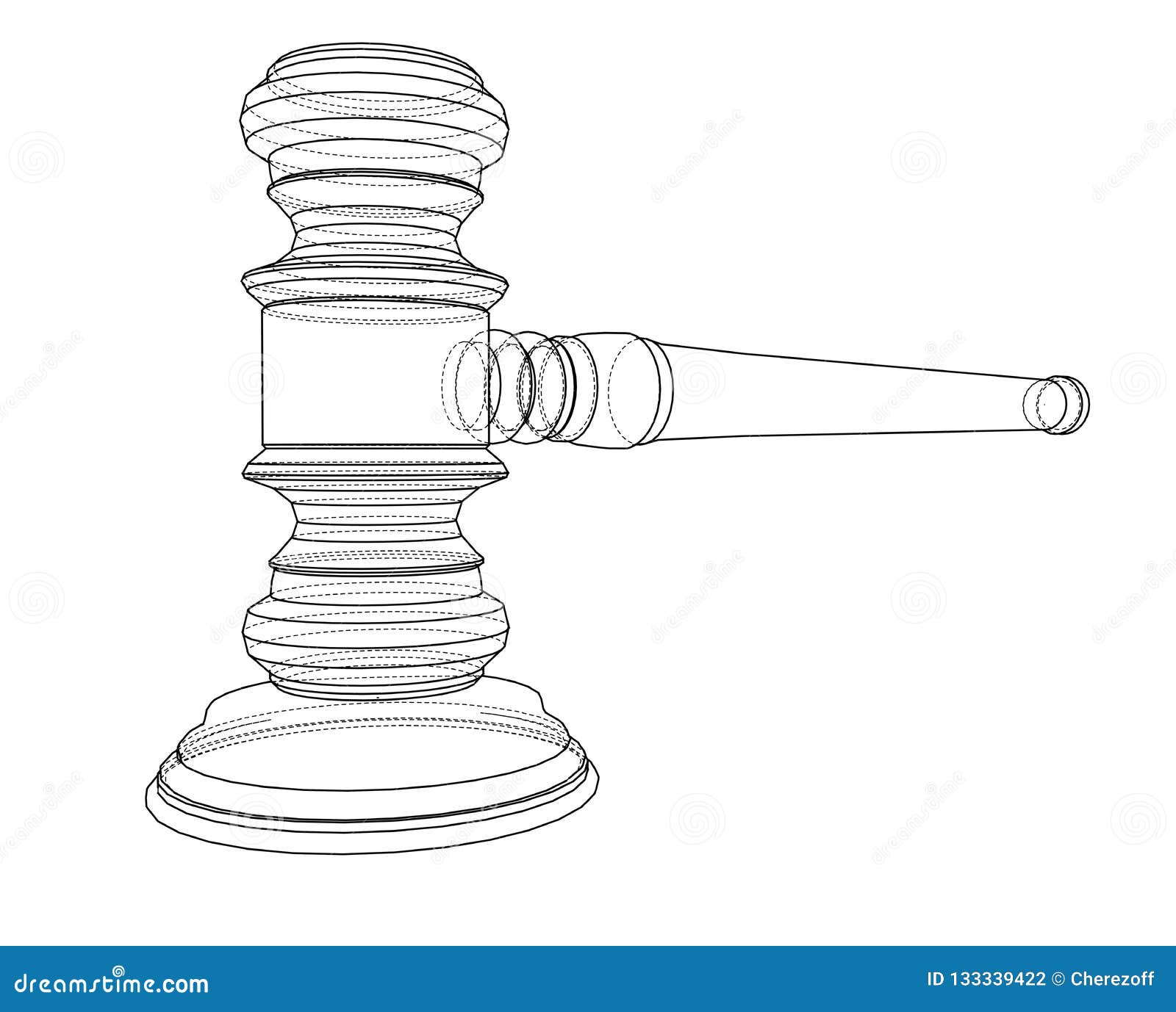 3D Outline Gavel. 3d Illustration Stock Illustration - Illustration of ...