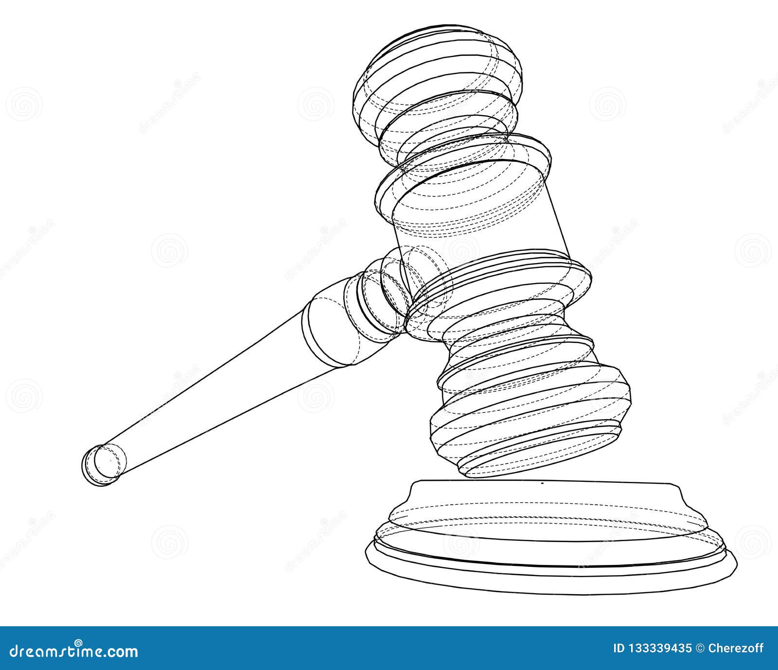 3D Outline Gavel. 3d Illustration Stock Illustration - Illustration of ...