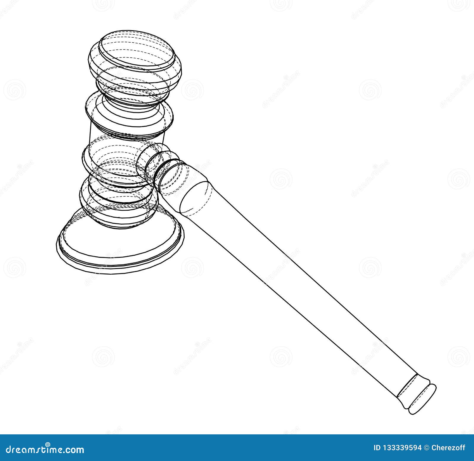 3D Outline Gavel. 3d Illustration Stock Illustration - Illustration of ...