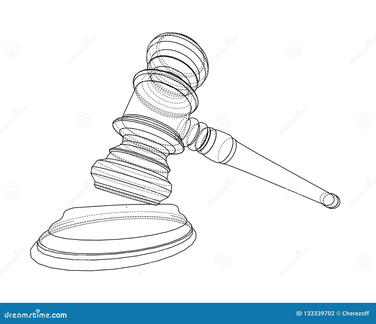 3D Outline Gavel. 3d Illustration Stock Illustration - Illustration of ...