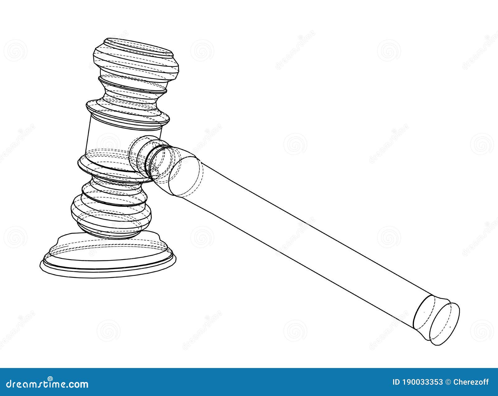 3D Outline Gavel. 3D Illustration Stock Illustration - Illustration of ...