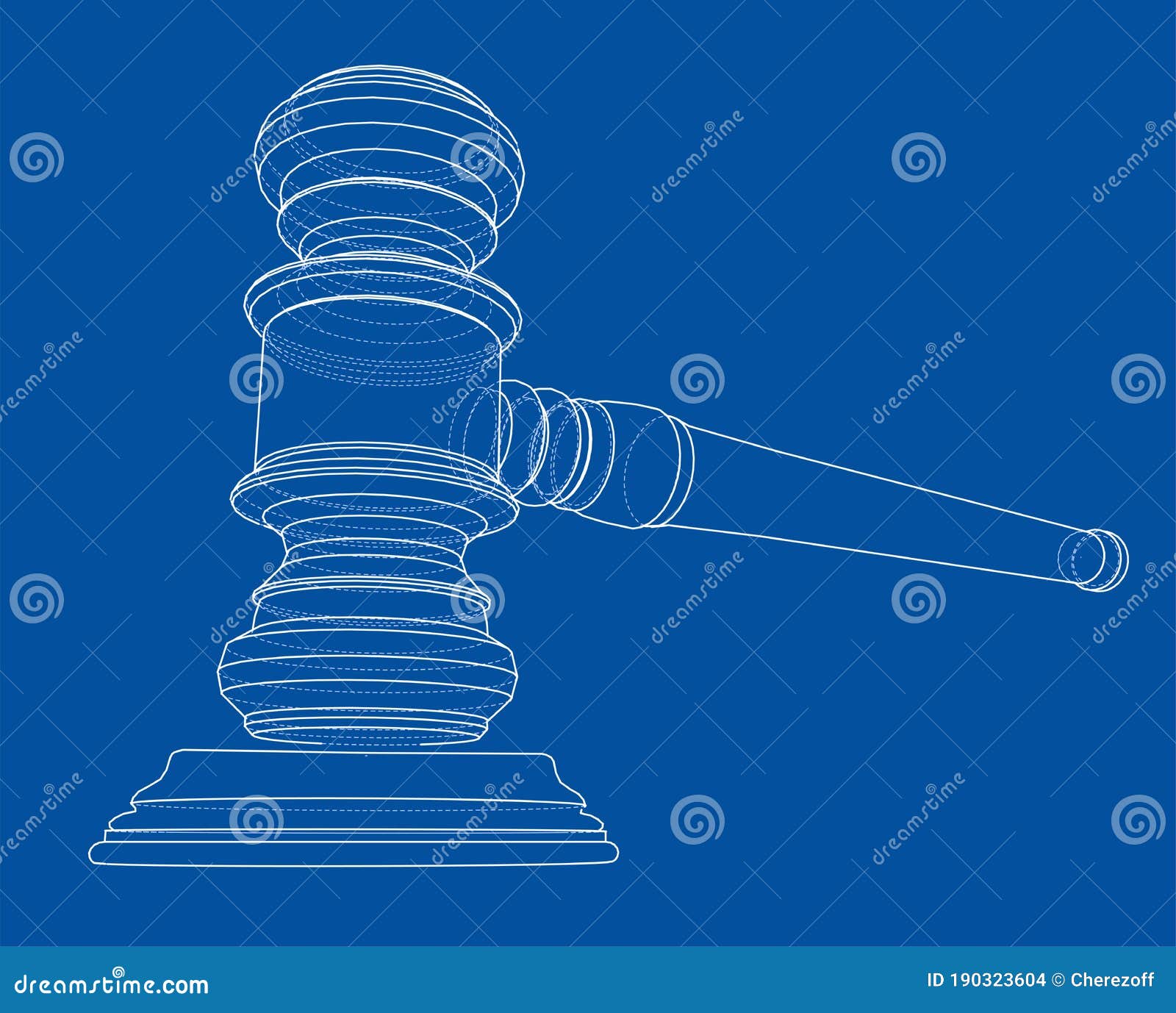 3D Outline Gavel. 3D Illustration Stock Illustration - Illustration of ...