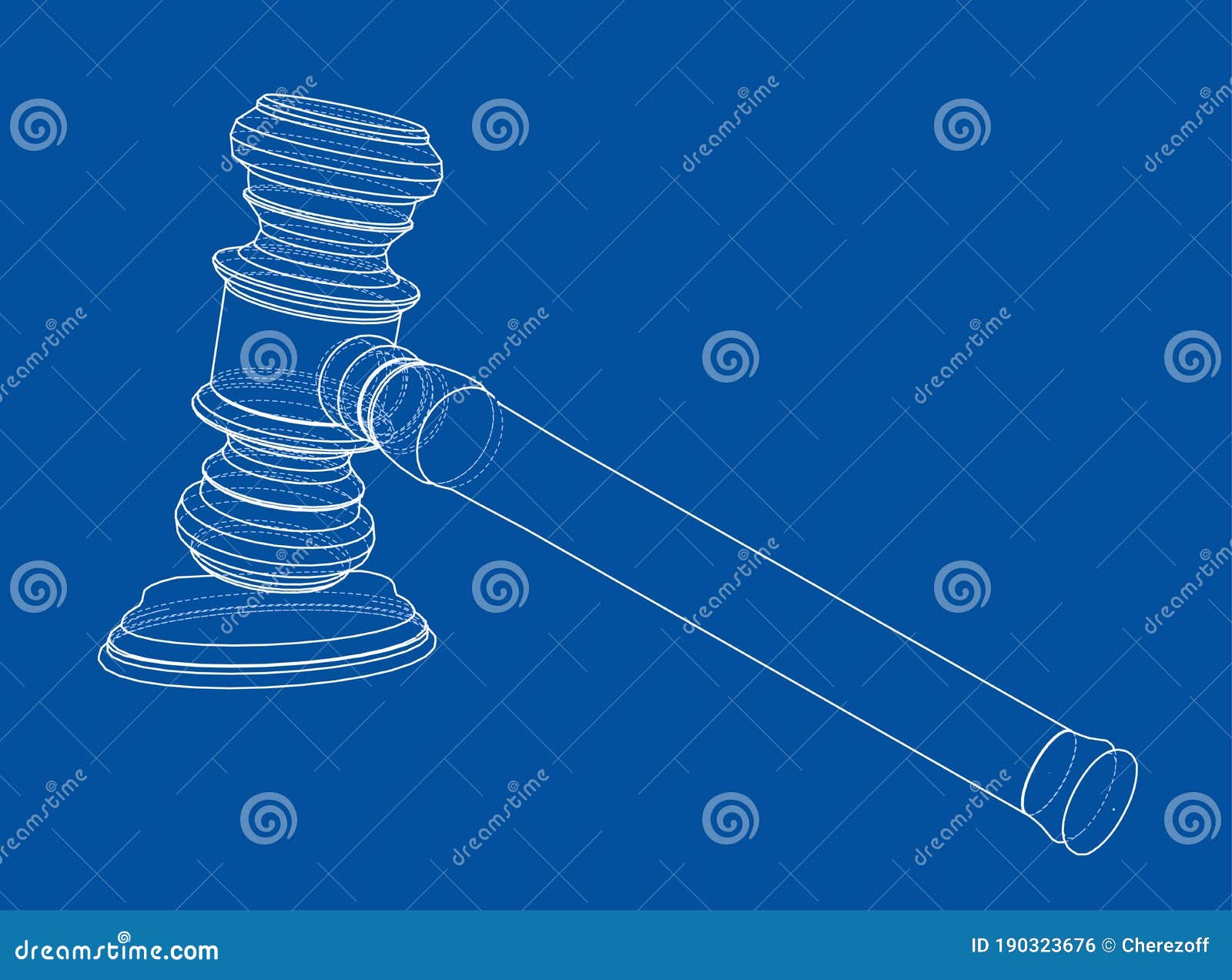 3D Outline Gavel. 3D Illustration Stock Illustration - Illustration of ...
