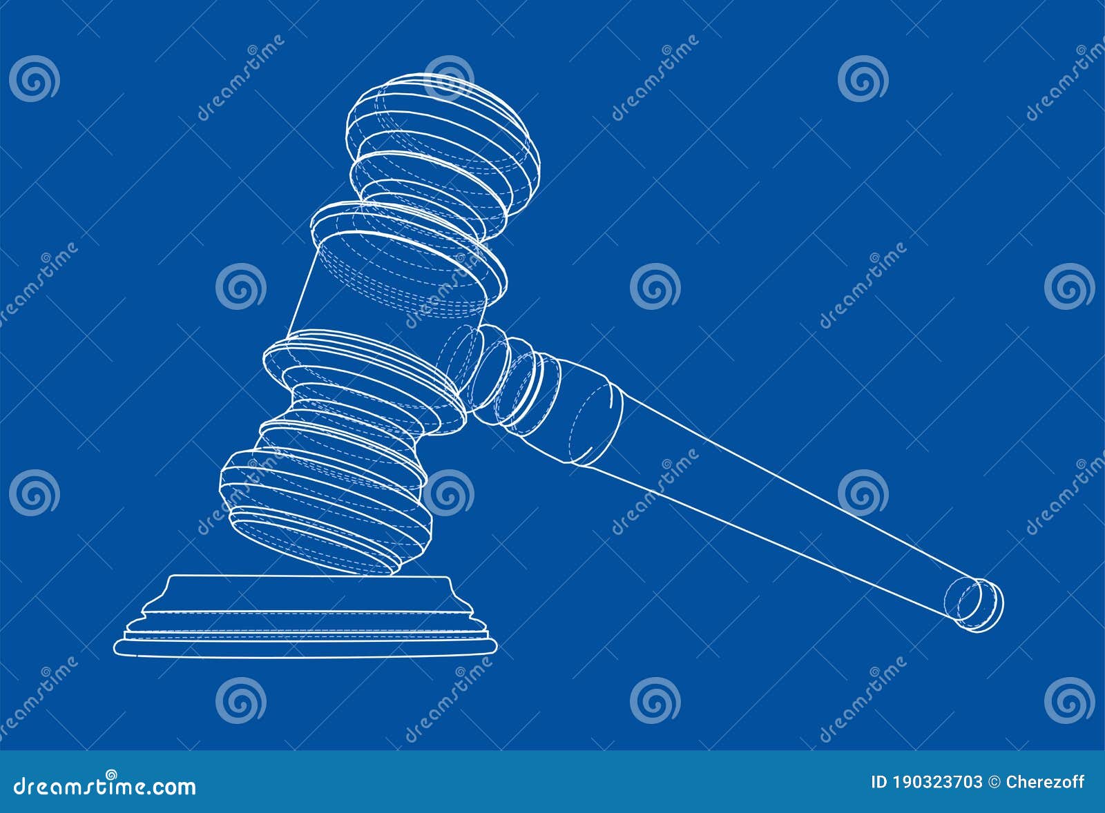 3D Outline Gavel. 3D Illustration Stock Illustration - Illustration of ...