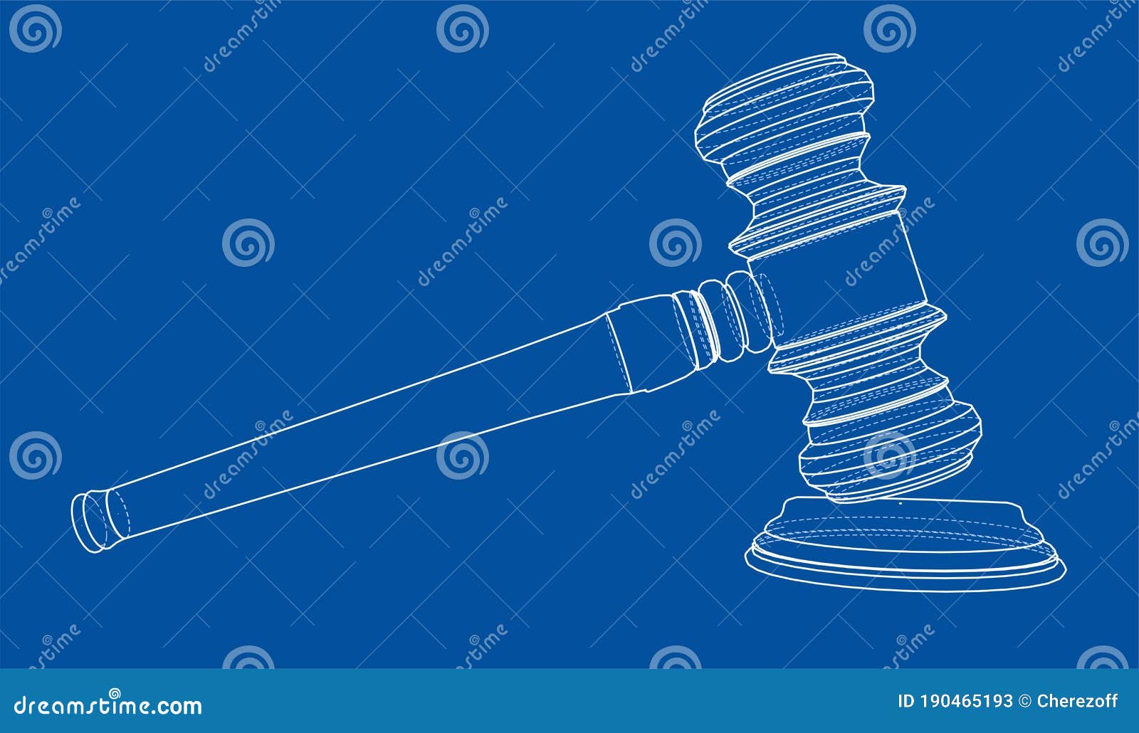 3D Outline Gavel. 3D Illustration Stock Illustration - Illustration of ...