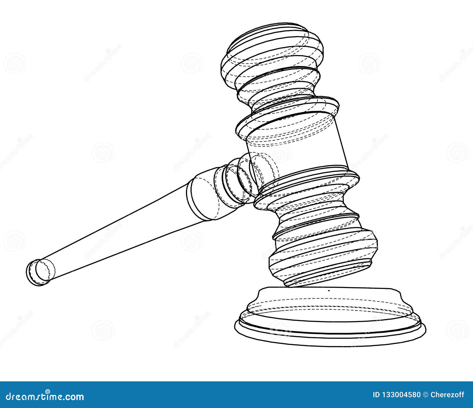3D Outline Gavel. Vector Rendering of 3d Stock Vector - Illustration of ...