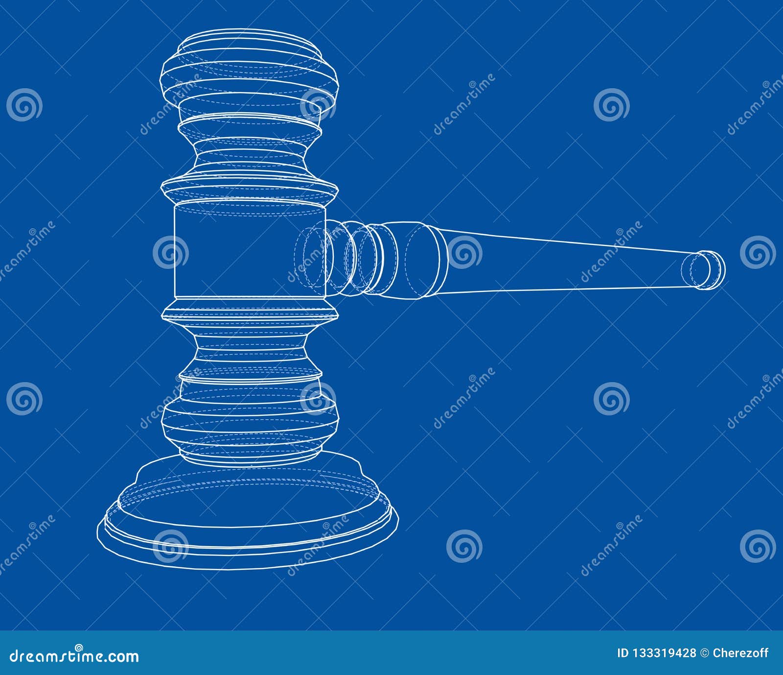 3D Outline Gavel. Vector Rendering of 3d Stock Vector - Illustration of ...
