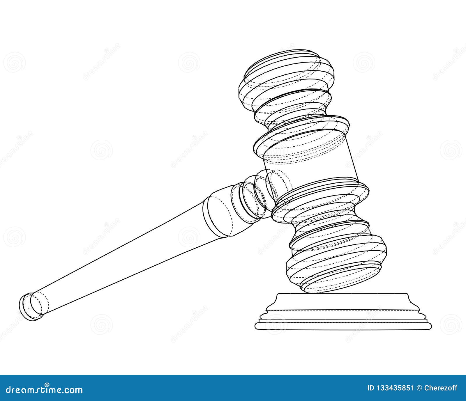 3D Outline Gavel. Vector Rendering of 3d Stock Vector - Illustration of ...