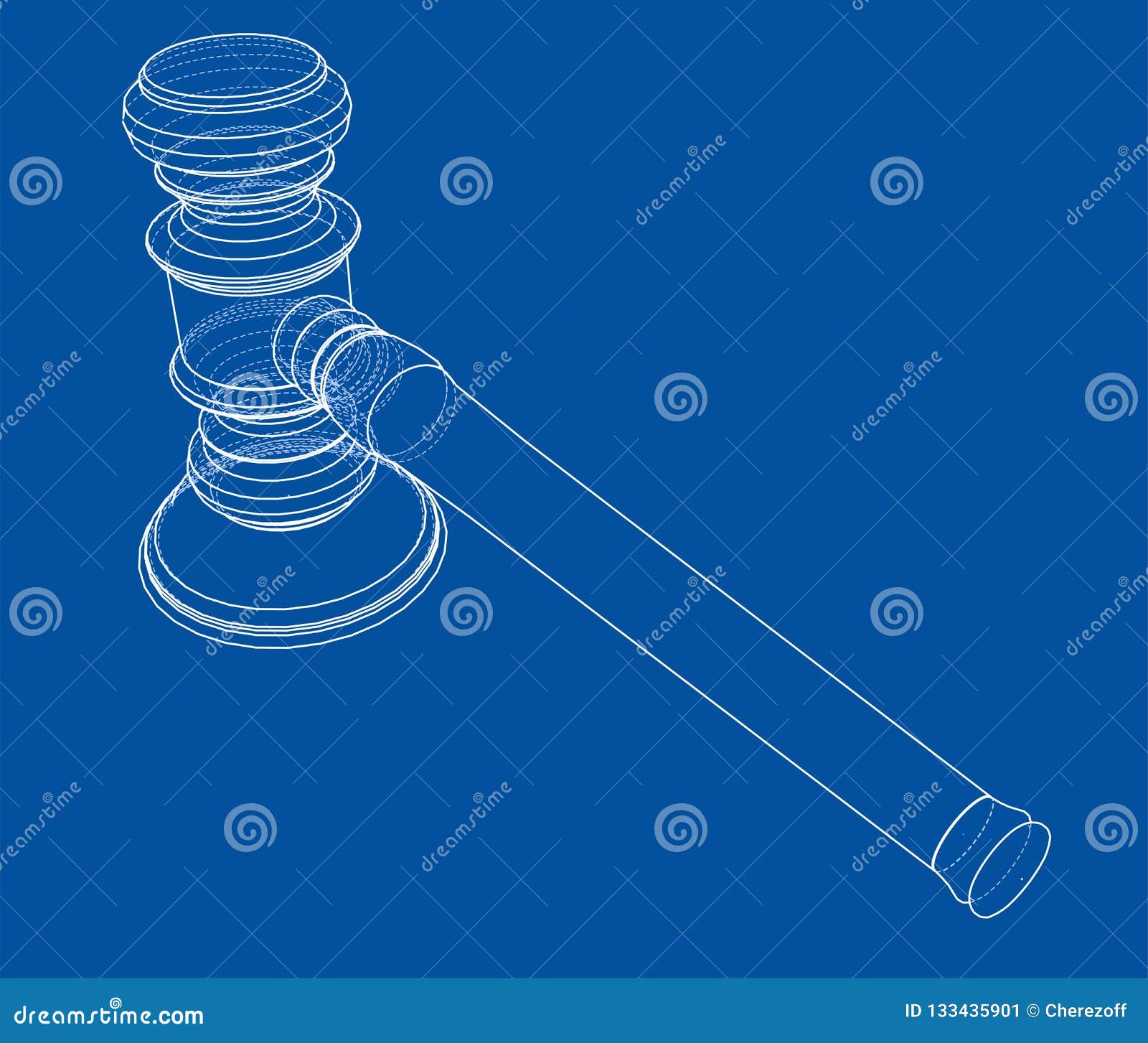 3D Outline Gavel. Vector Rendering of 3d Stock Vector - Illustration of ...