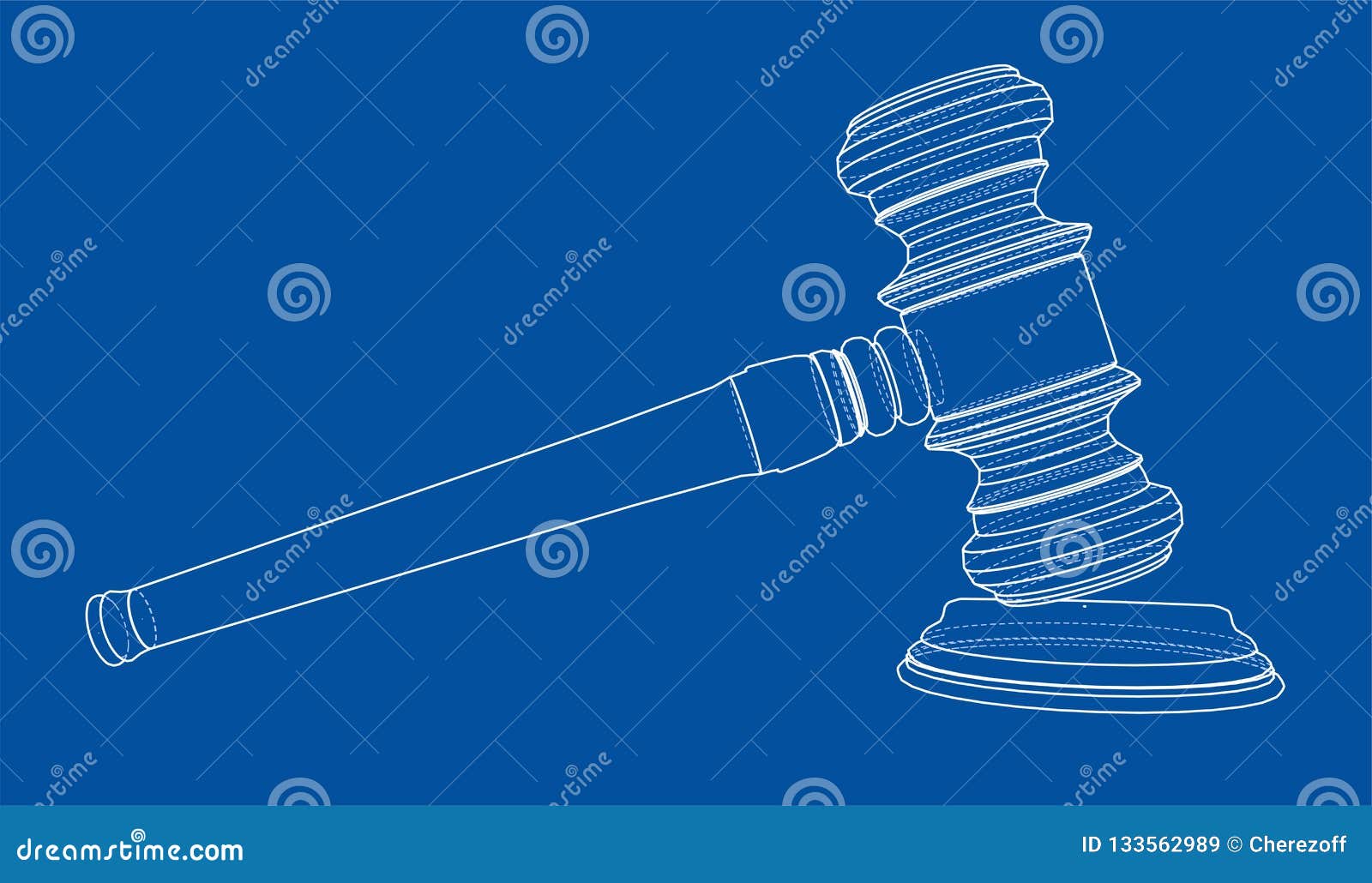 3D Outline Gavel. Vector Rendering of 3d Stock Vector - Illustration of ...