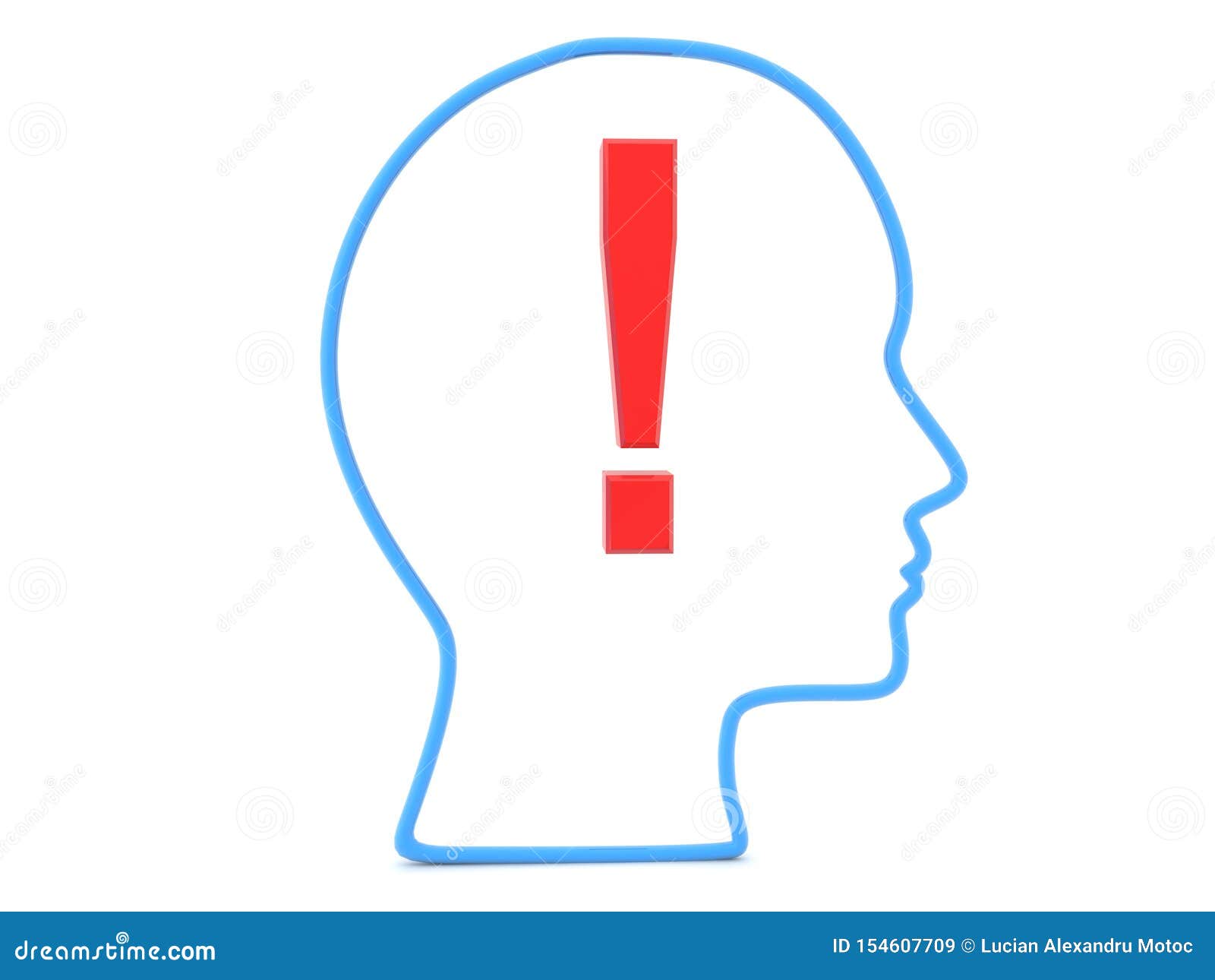 3D Outline Of Head With Exclamation Point Inside Royalty-Free Stock ...