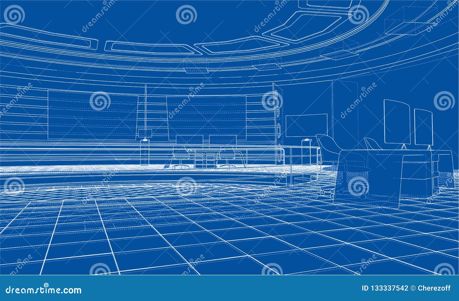 3D Outline Interior. 3d Illustration Stock Illustration - Illustration ...