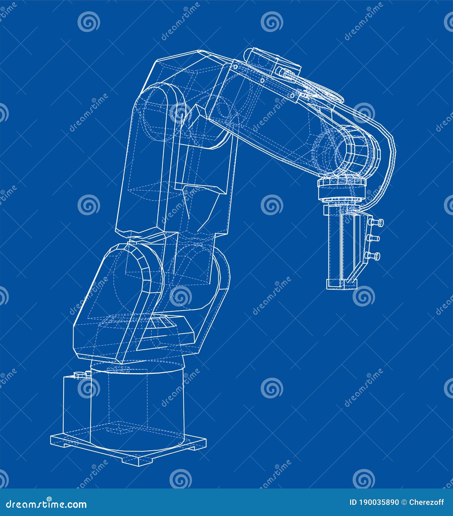 3D Outline Robotic Arm. 3D Illustration Stock Illustration ...