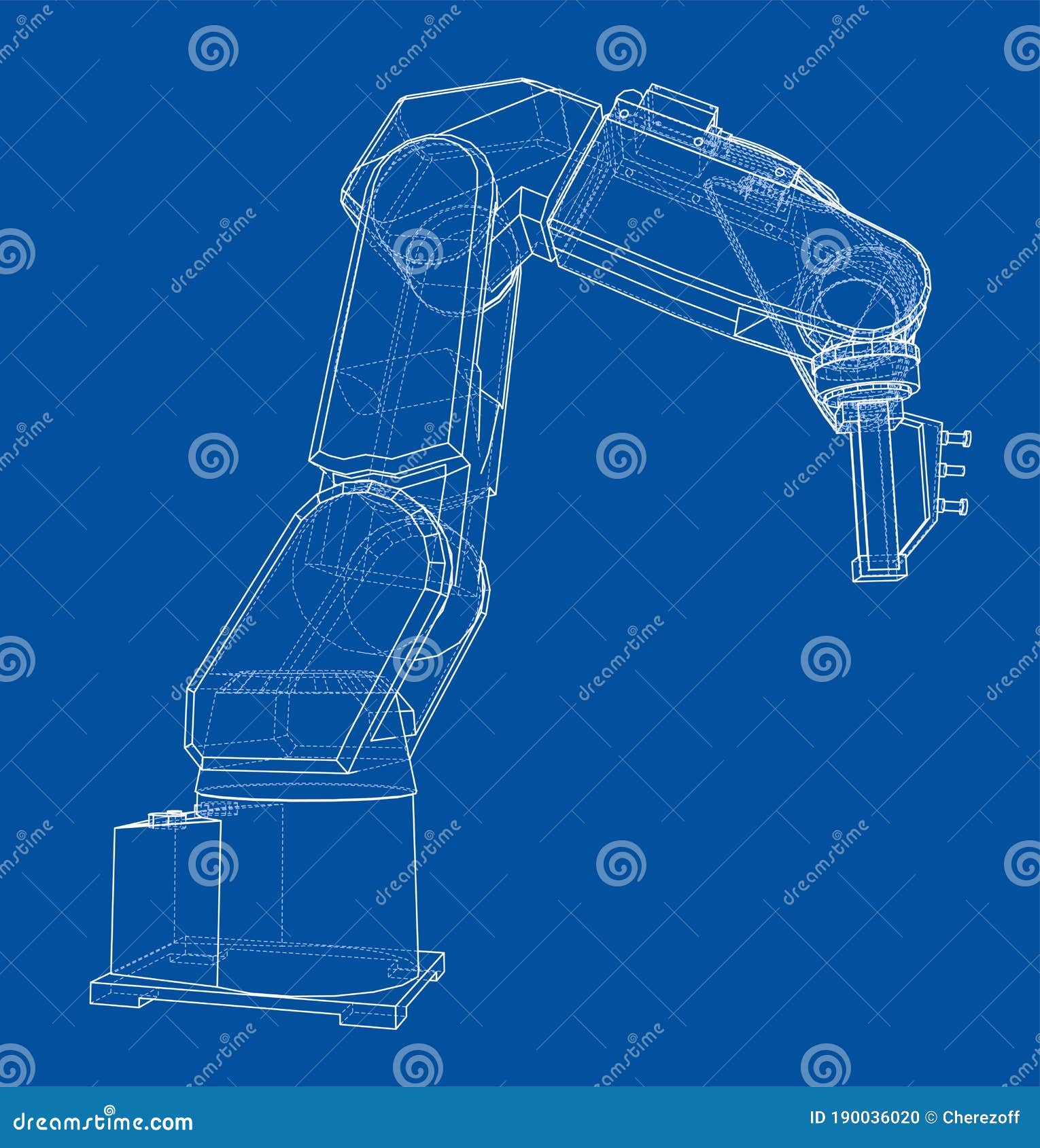 3D Outline Robotic Arm. 3D Illustration Stock Illustration ...