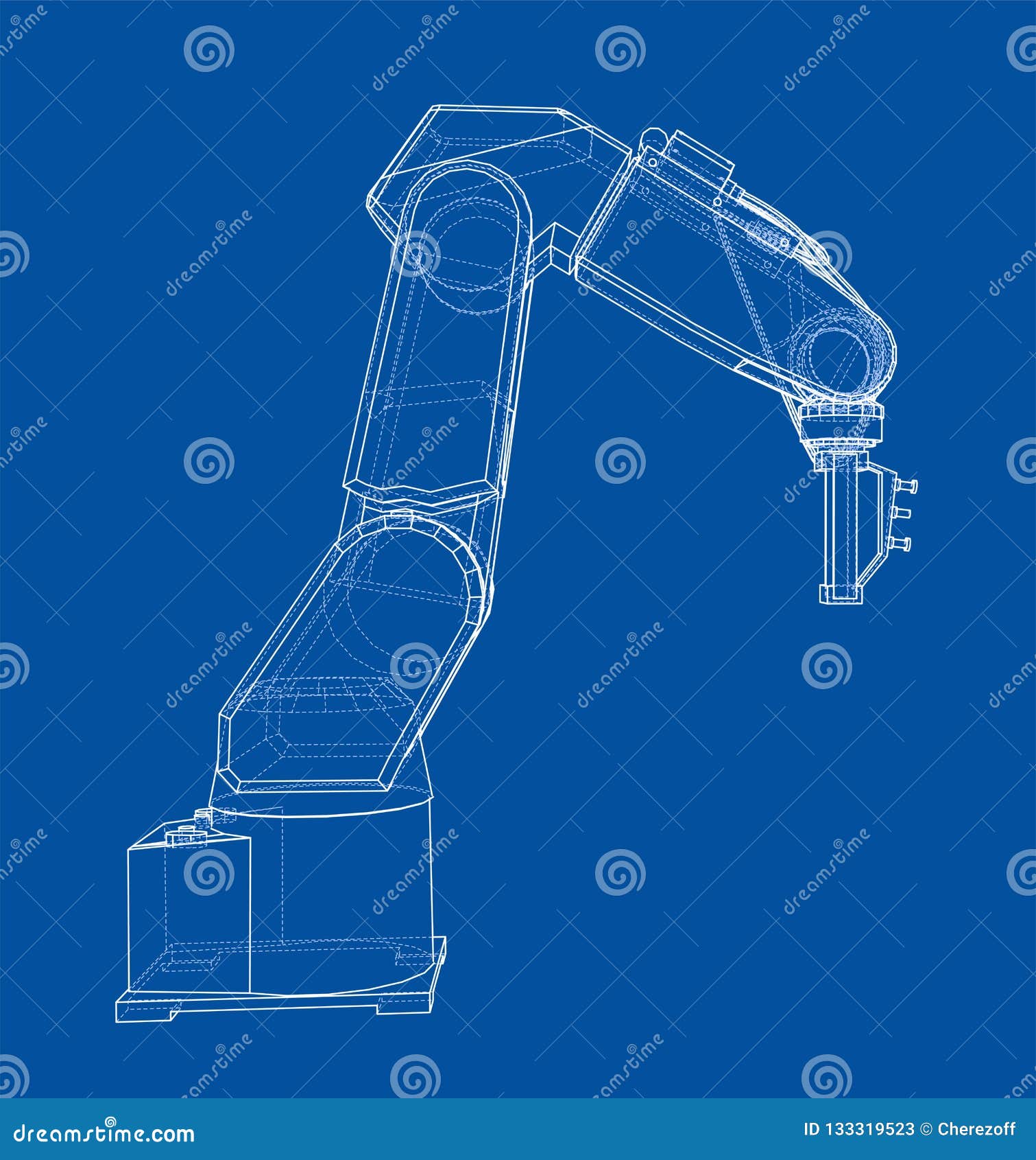 3D Outline Robotic Arm. Vector Rendering of 3d Stock Vector ...