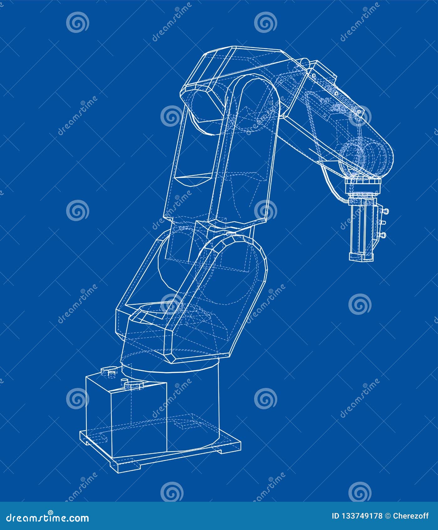 3D Outline Robotic Arm. Vector Rendering of 3d Stock Vector ...