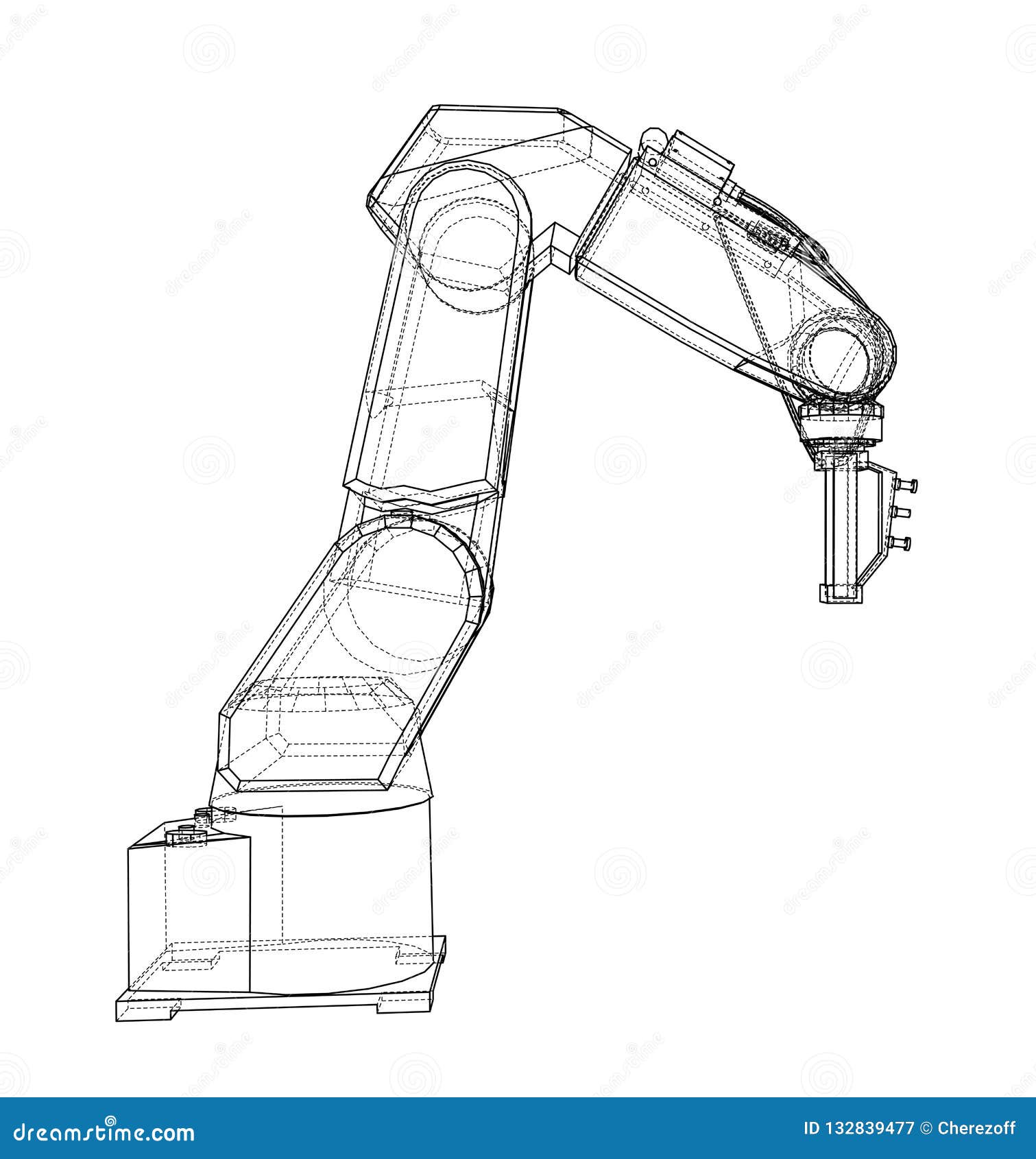 3D Outline Robotic Arm. Vector Rendering of 3d Stock Vector ...