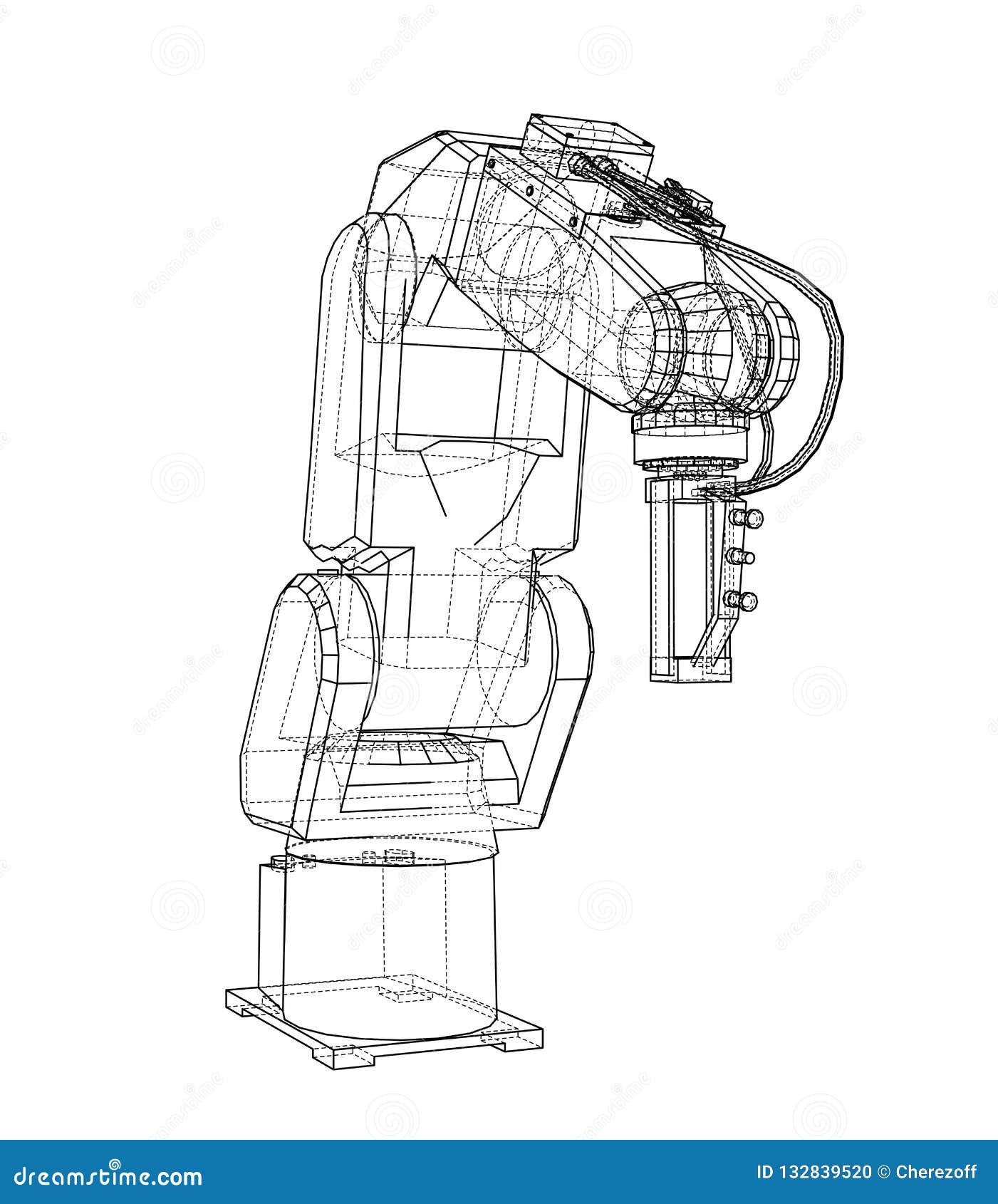 3D Outline Robotic Arm. Vector Rendering of 3d Stock Vector ...
