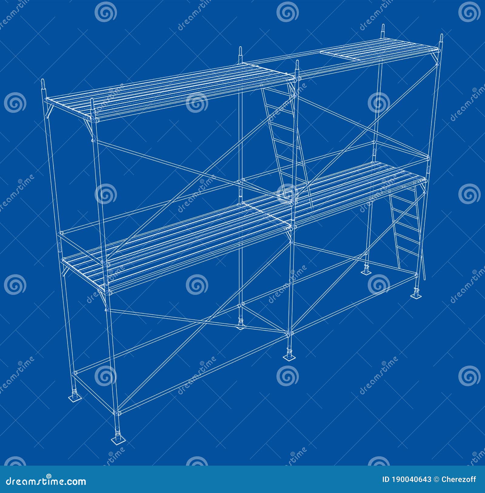 3D Outline Scaffold. 3D Illustration Stock Illustration - Illustration ...