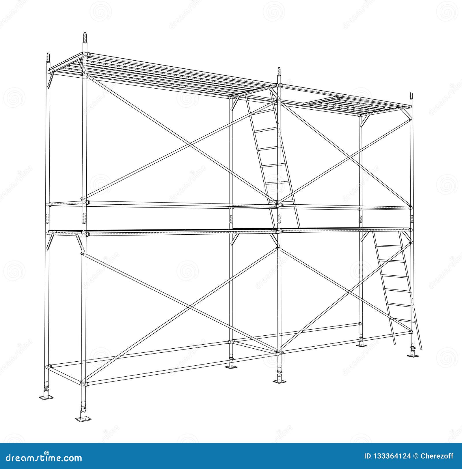 3D Outline Scaffold. 3d Illustration Stock Illustration - Illustration ...