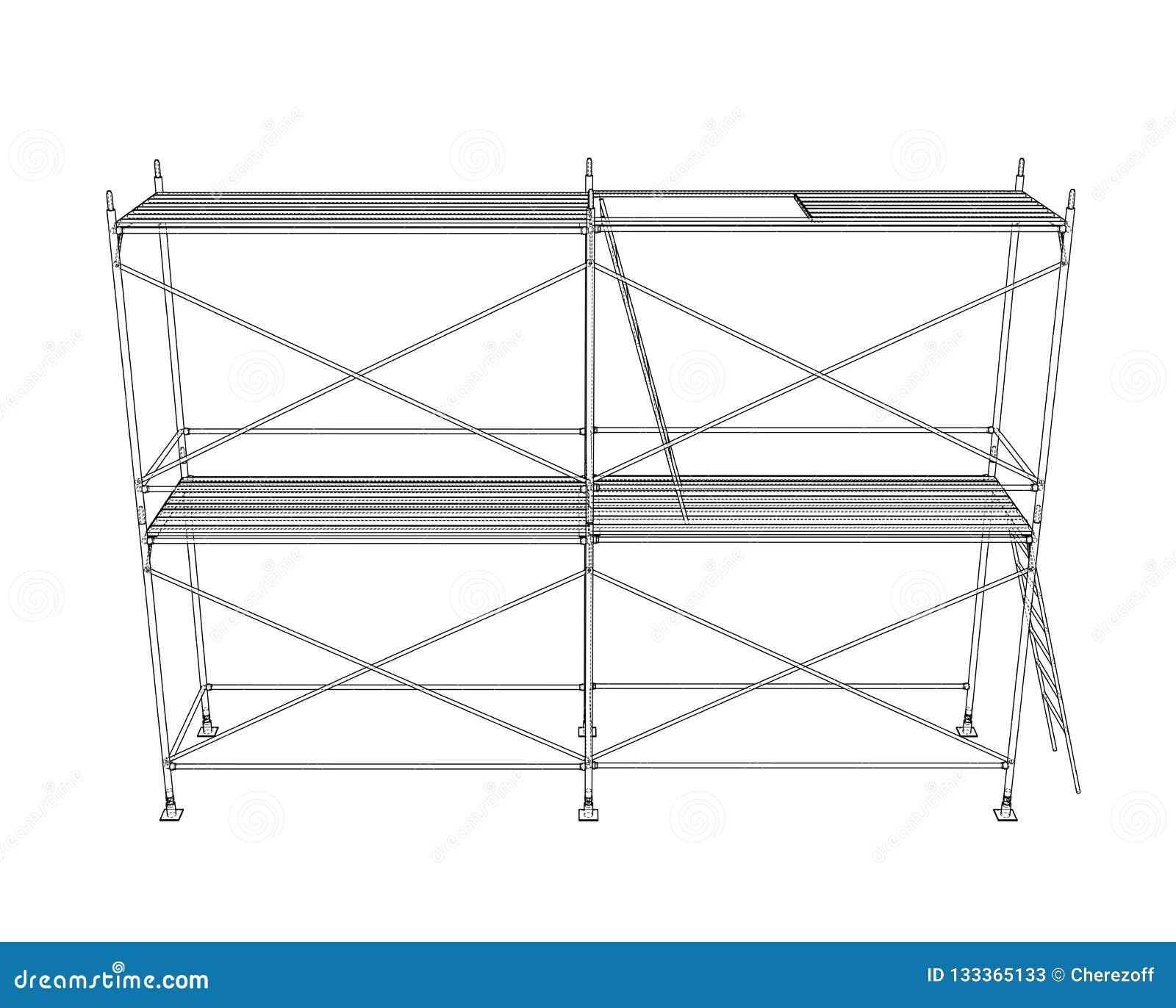 3D Outline Scaffold. 3d Illustration Stock Illustration - Illustration ...