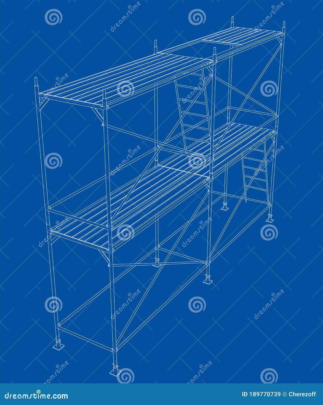 3D Outline Scaffold. 3D Illustration Stock Illustration - Illustration ...