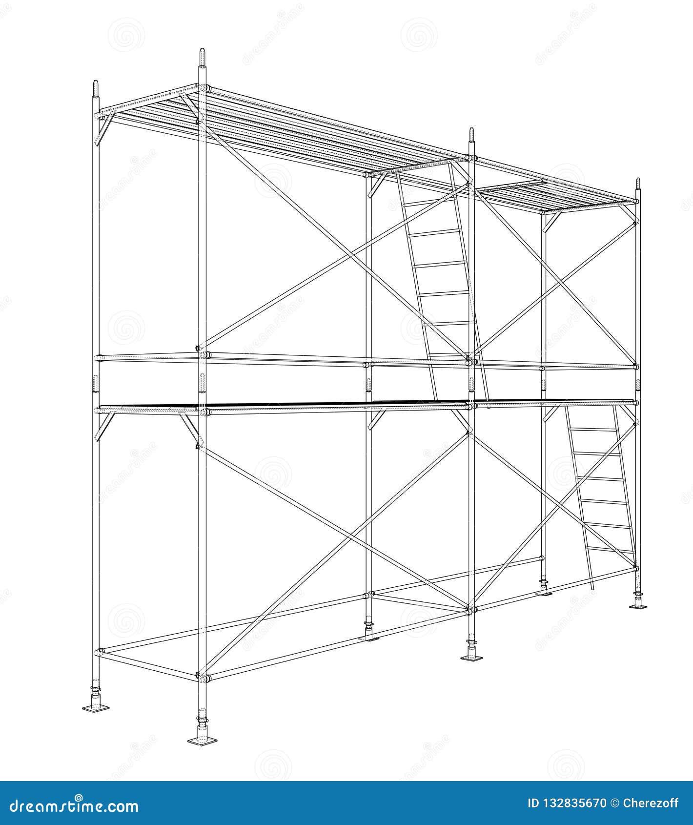 3D Outline Scaffold. Vector Rendering of 3d Stock Vector - Illustration ...