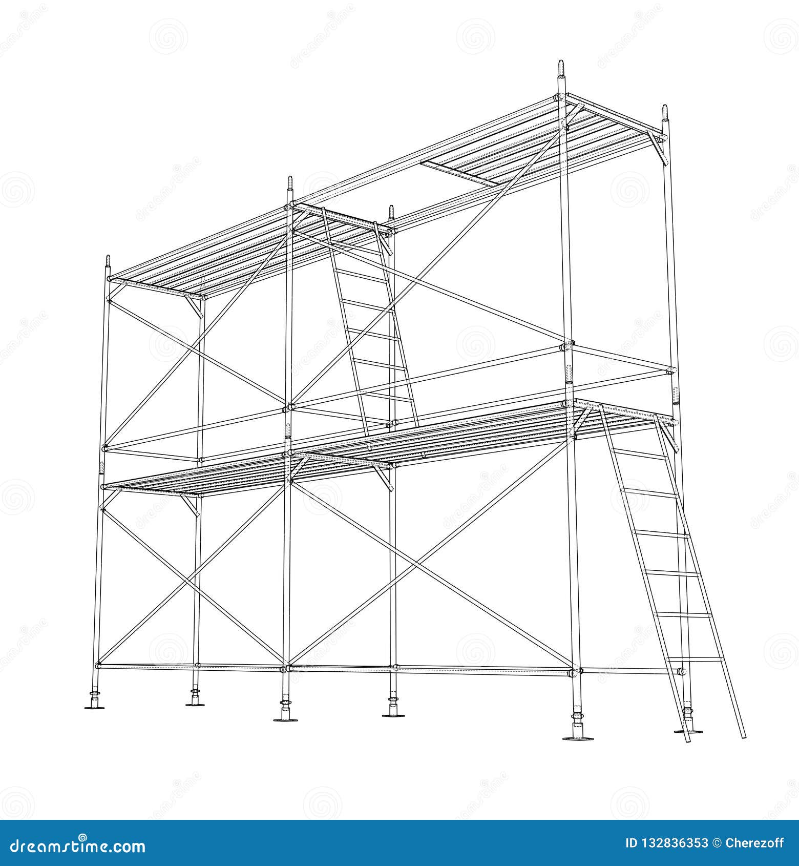 3D Outline Scaffold. Vector Rendering of 3d Stock Vector - Illustration ...