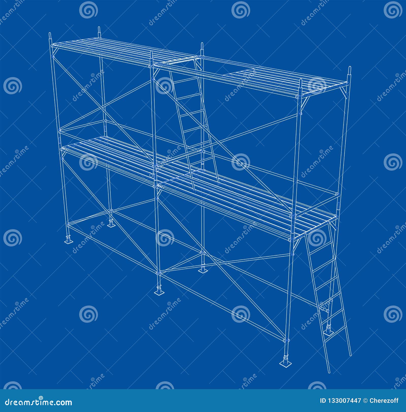 3D Outline Scaffold. Vector Rendering of 3d Stock Vector - Illustration ...