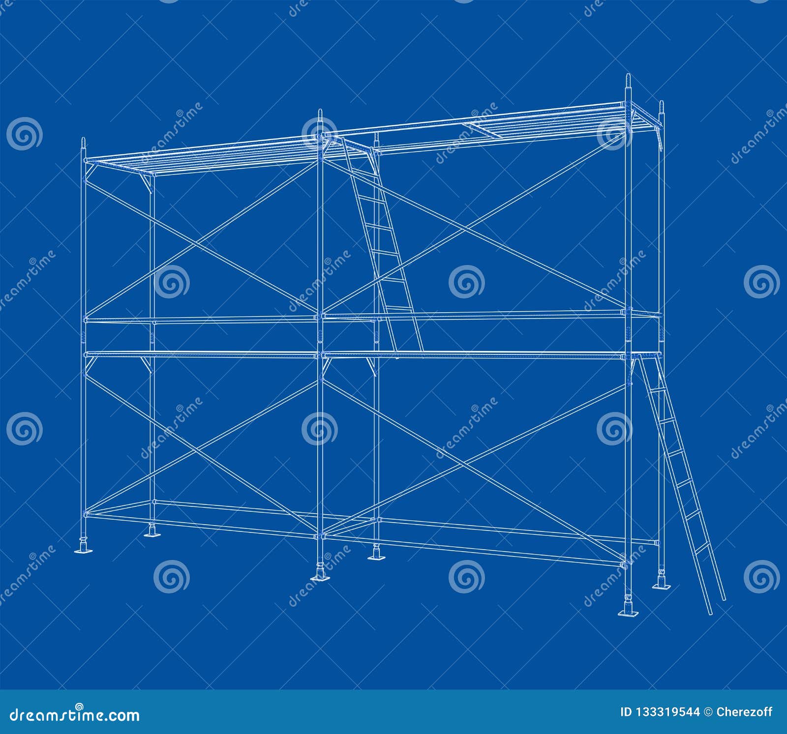 3D Outline Scaffold. Vector Rendering of 3d Stock Vector - Illustration ...