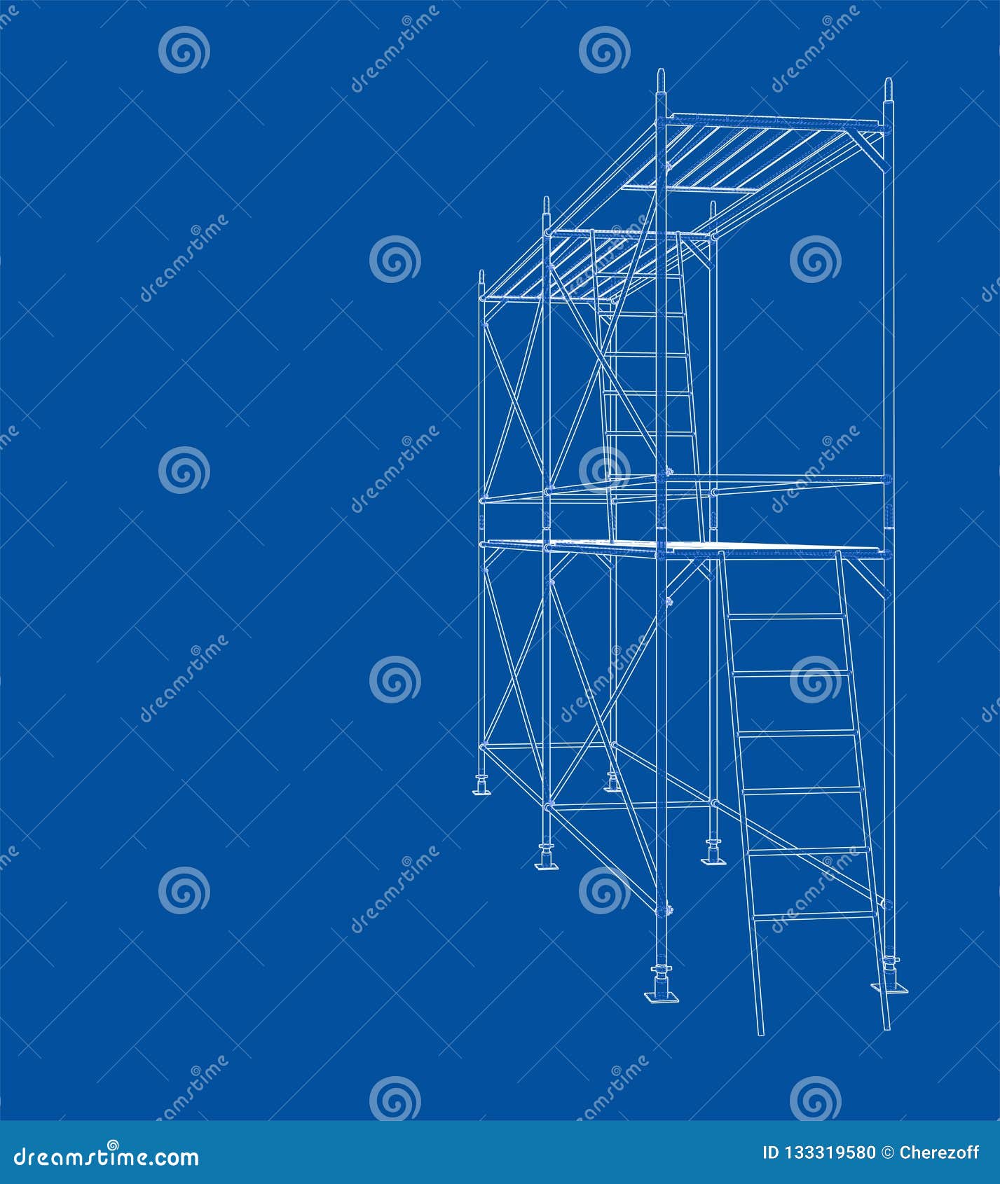 3D Outline Scaffold. Vector Rendering of 3d Stock Vector - Illustration ...