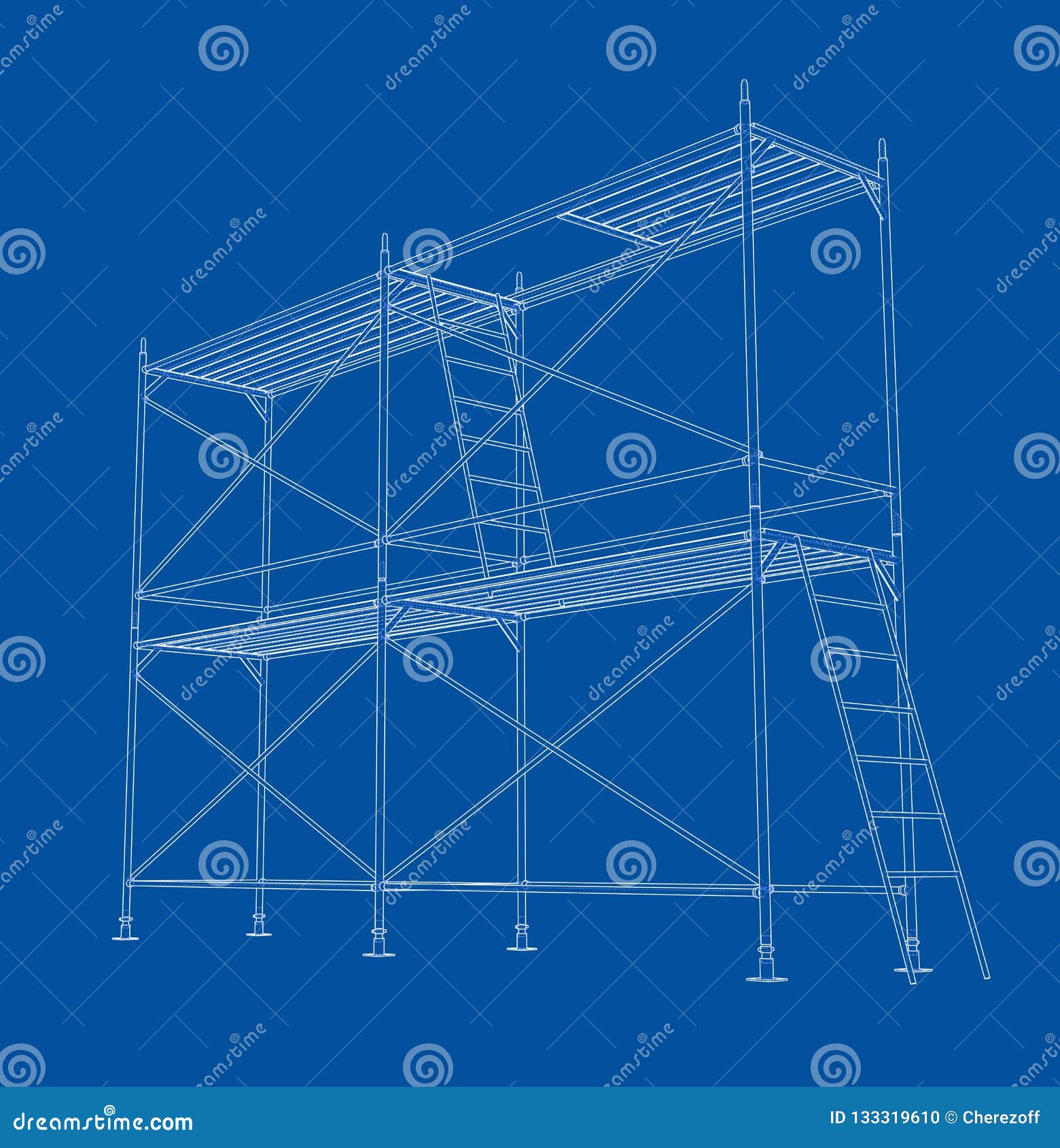 3D Outline Scaffold. Vector Rendering of 3d Stock Vector - Illustration ...
