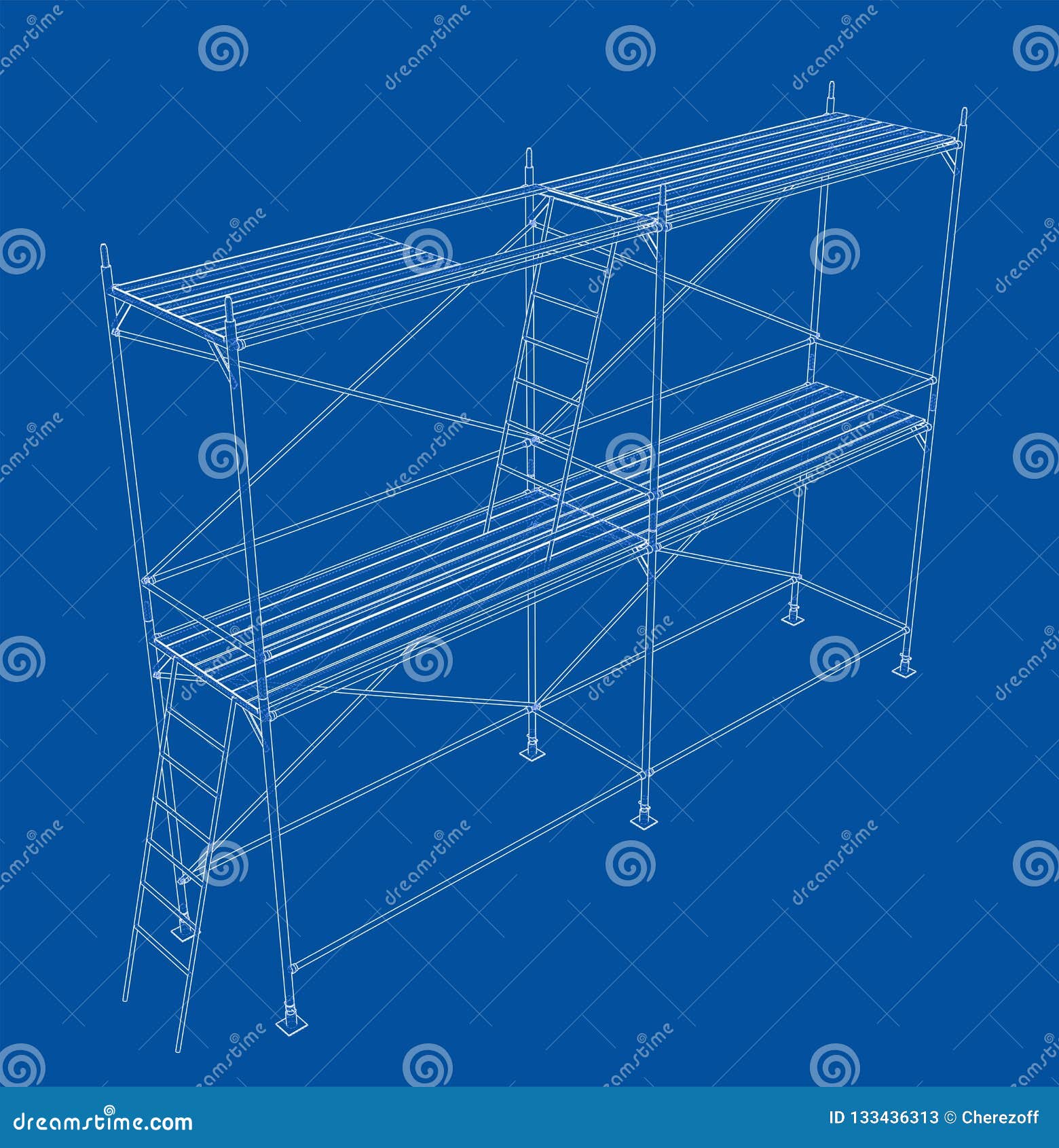 3D Outline Scaffold. Vector Rendering of 3d Stock Vector - Illustration ...