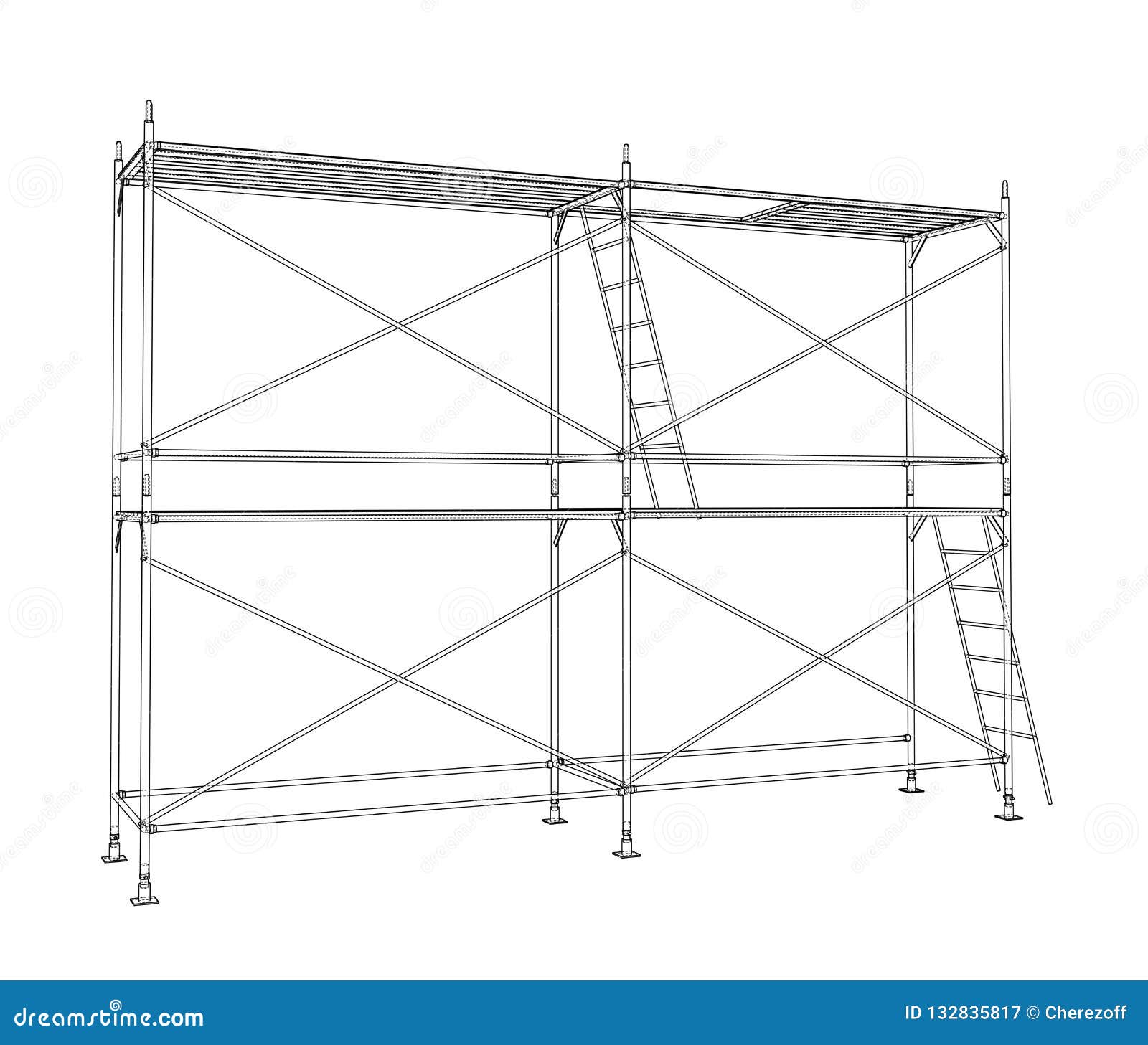 3D Outline Scaffold. Vector Rendering of 3d Stock Vector - Illustration ...