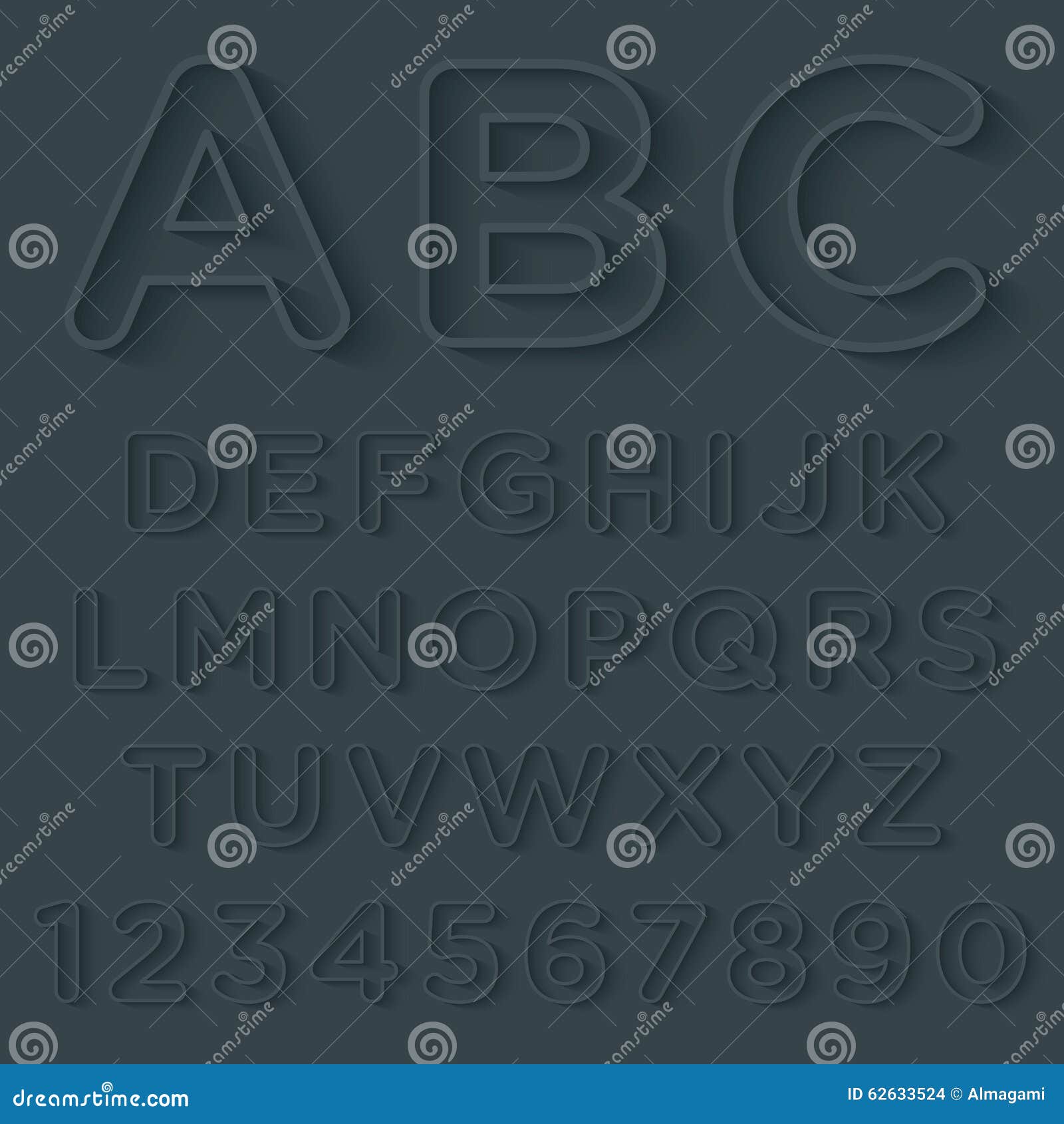 3D Outline with Shadow Alphabet Set Stock Vector - Illustration of ...