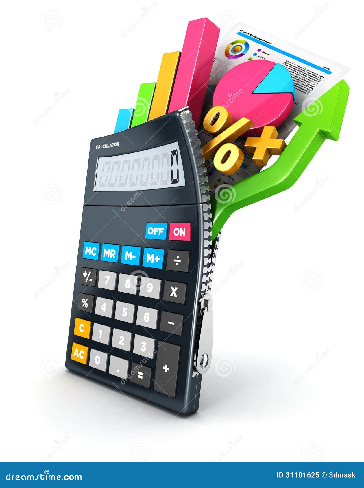 3d ouvrent la calculatrice illustration stock. Illustration du image ...