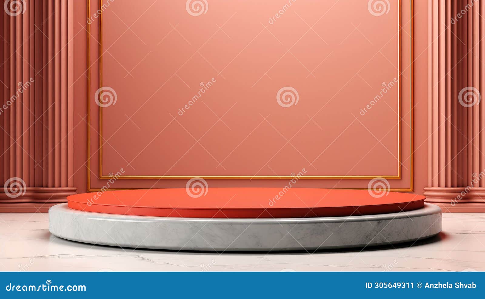 3d Oval Marble Peach Fuzz Colors Cosmetics Exhibition Podium on Solid ...