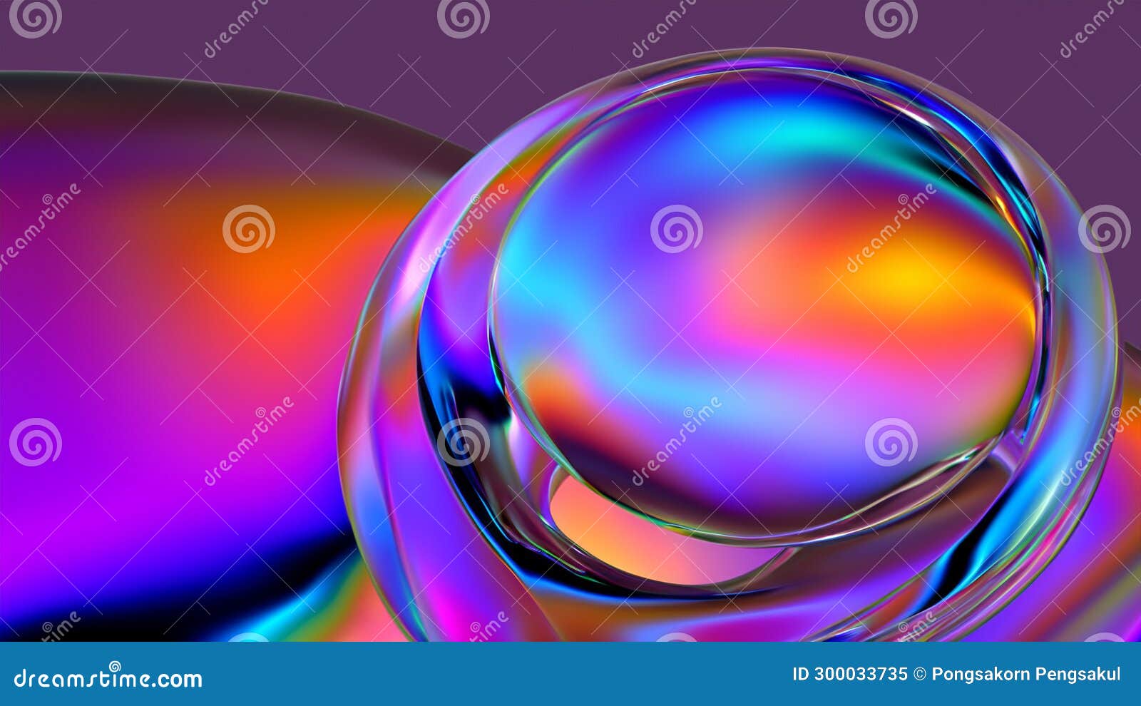 3d Oval Prismatic Fluid Abstract Metallic Holographic Object Background ...