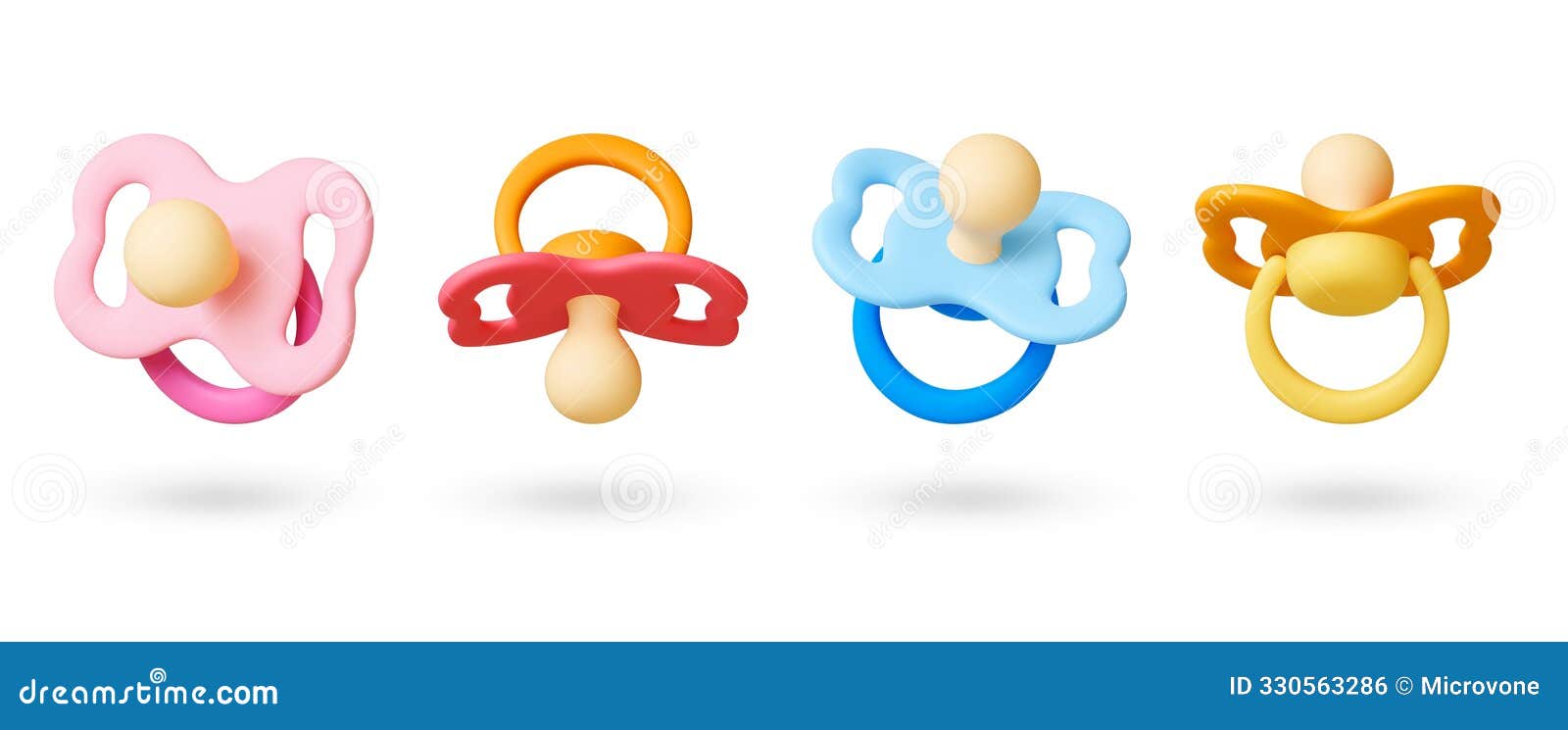 3d Pacifier. Realistic Render Pacifiers for Newborn. Toddler Silicone ...