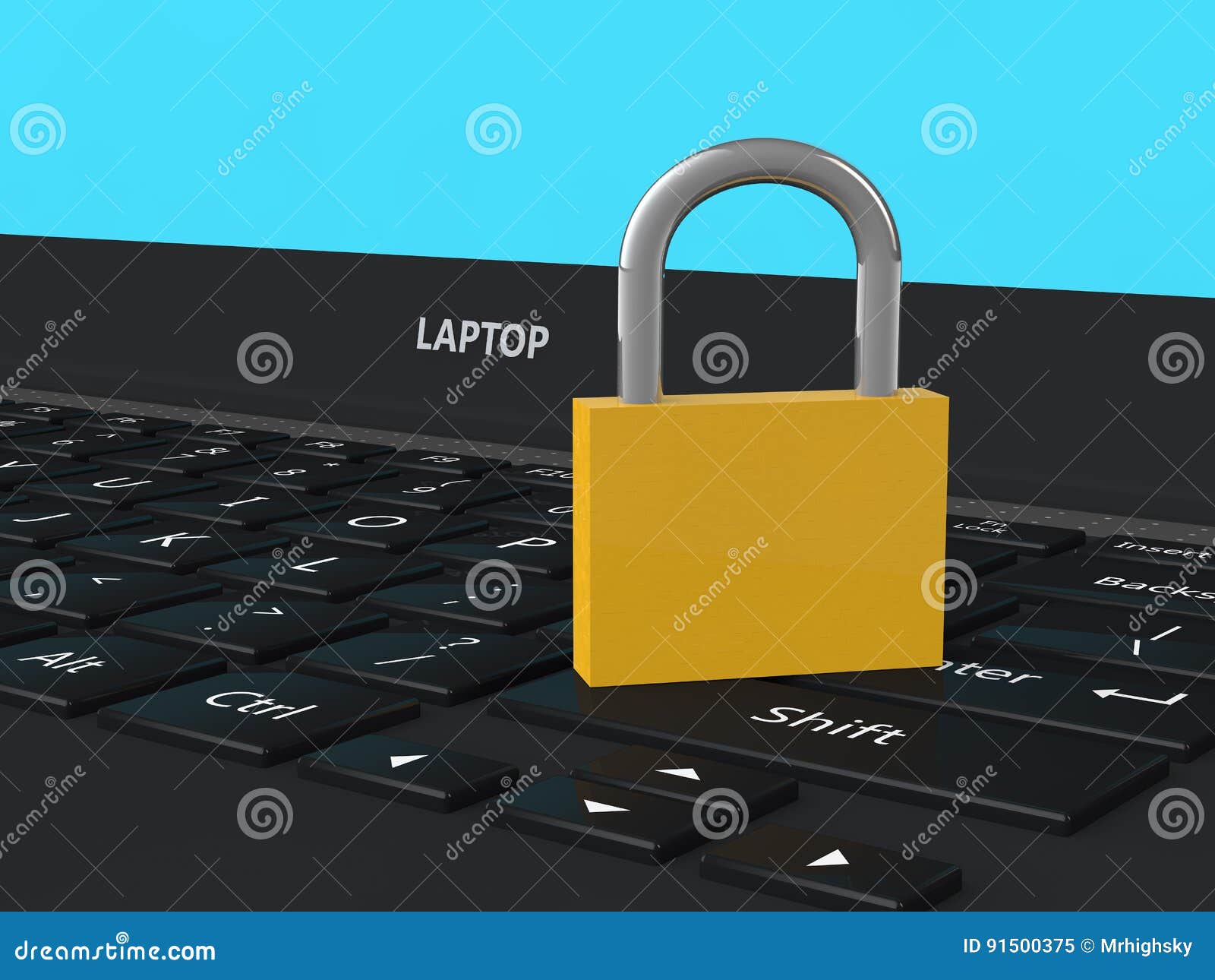 3D Pad Lock on a Laptop Keyboard Stock Illustration - Illustration of ...