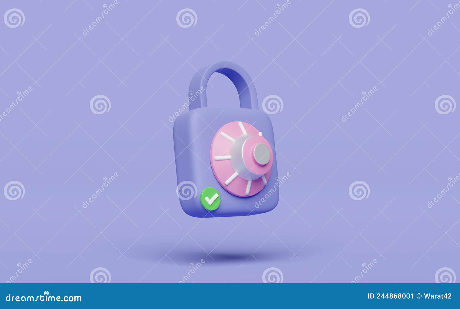 3d Padlock, Key Icon with Password Insecure Isolated on Purple ...