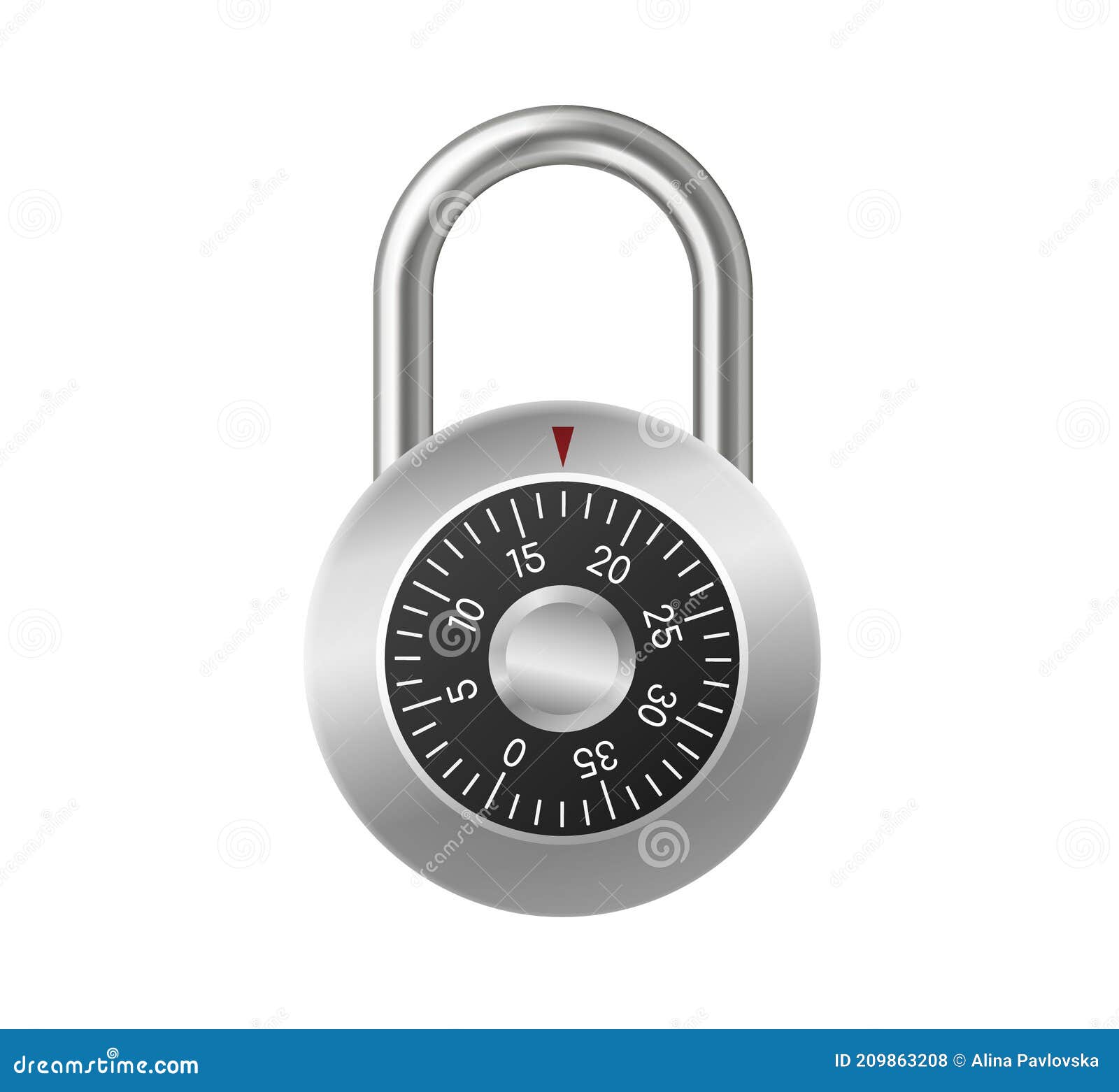 3d Padlock. Realistic Closed Chrome Silver Lock with Mechanical ...