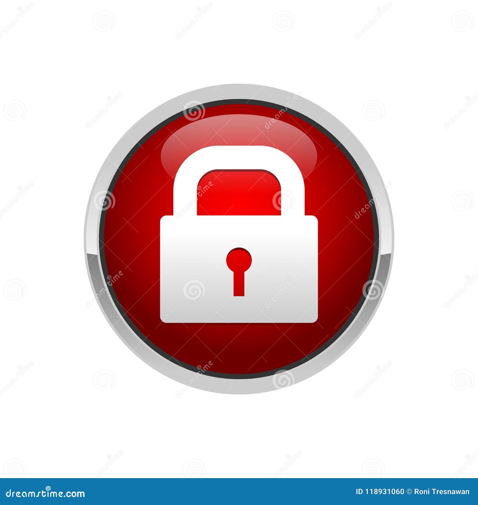 3D Padlock Red Button Security Locked Symbol Design Stock Vector ...