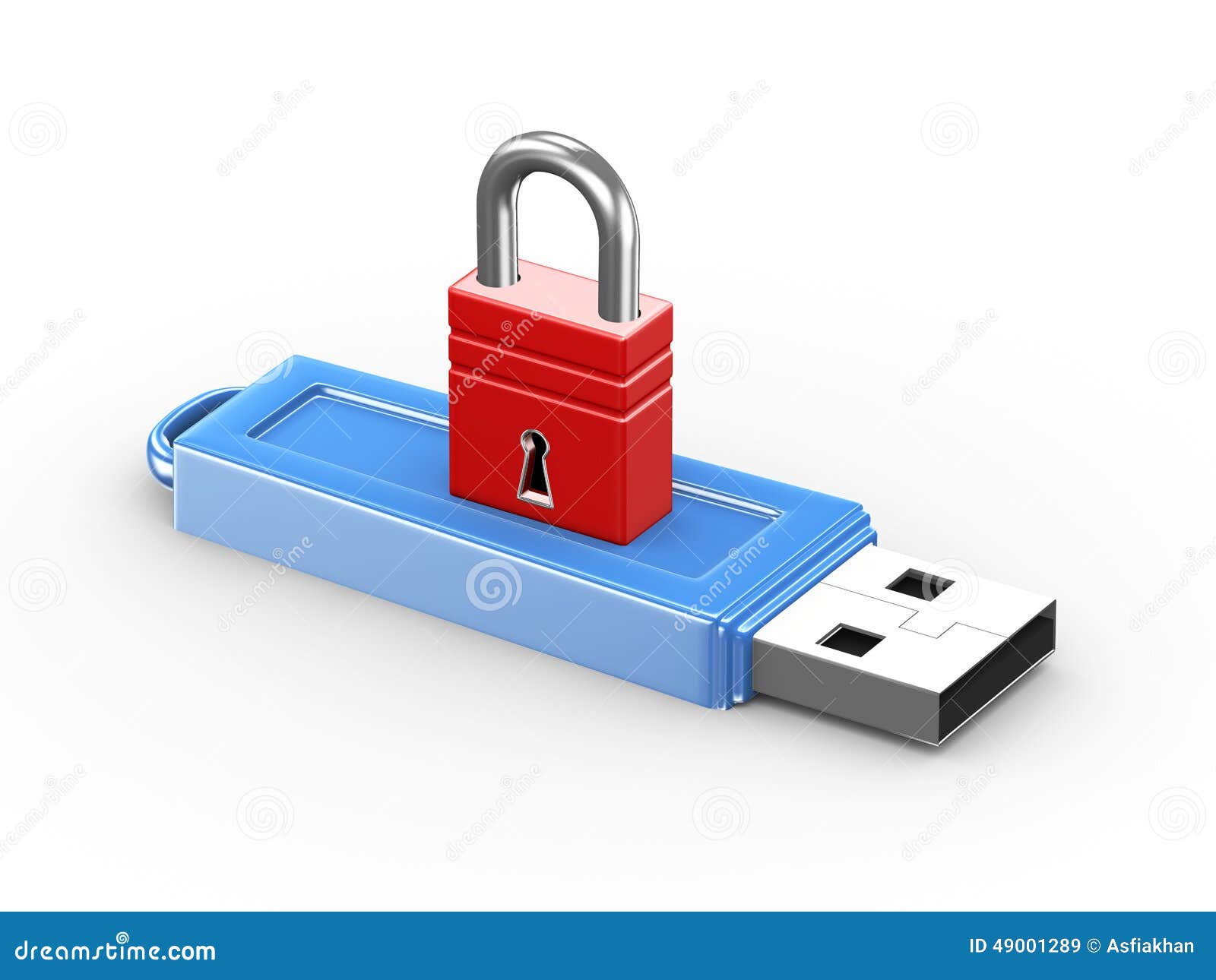 3d Padlock on Usb Flash Drive Stock Illustration - Illustration of ...